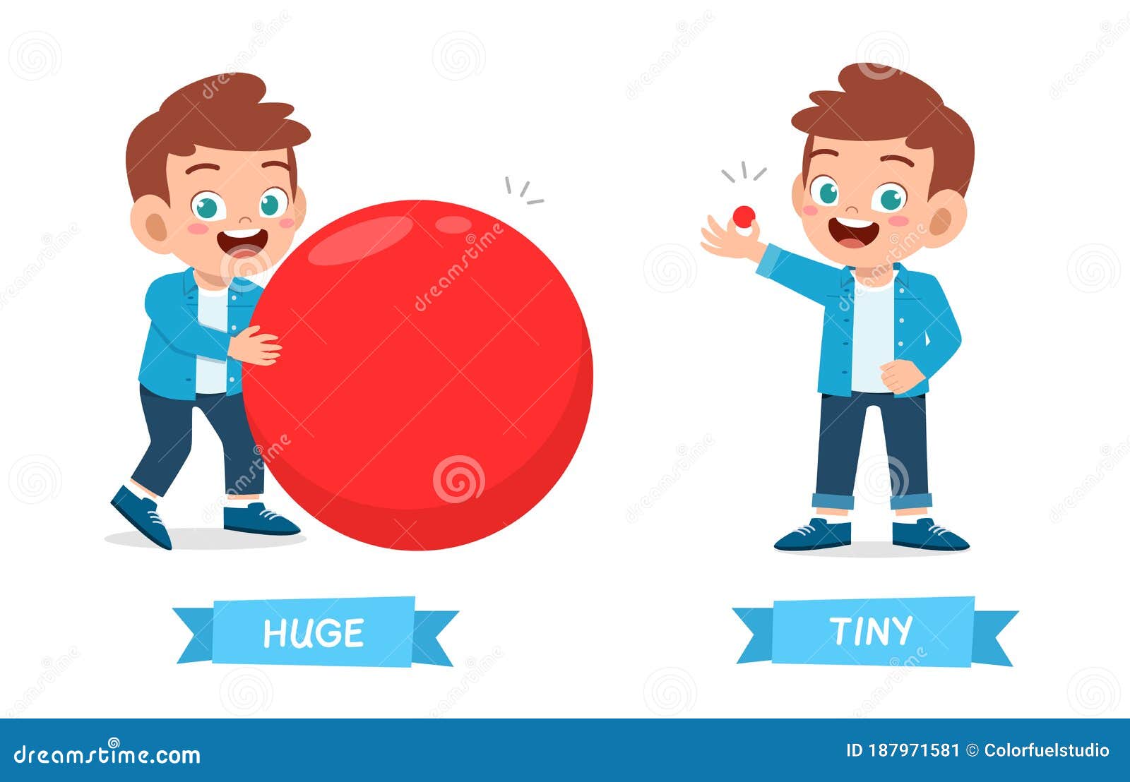 Cute Example of Opposite Word Antonym for Kid Stock Vector ...
