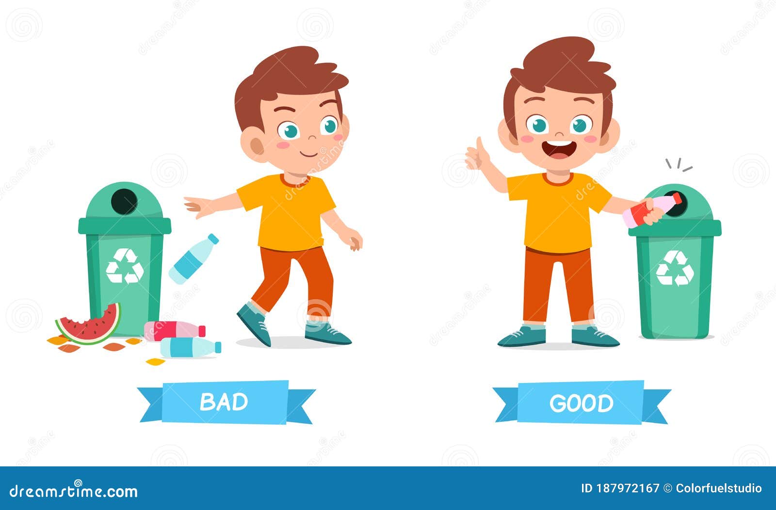 Cute Example of Opposite Word Antonym for Kid Stock Vector ...