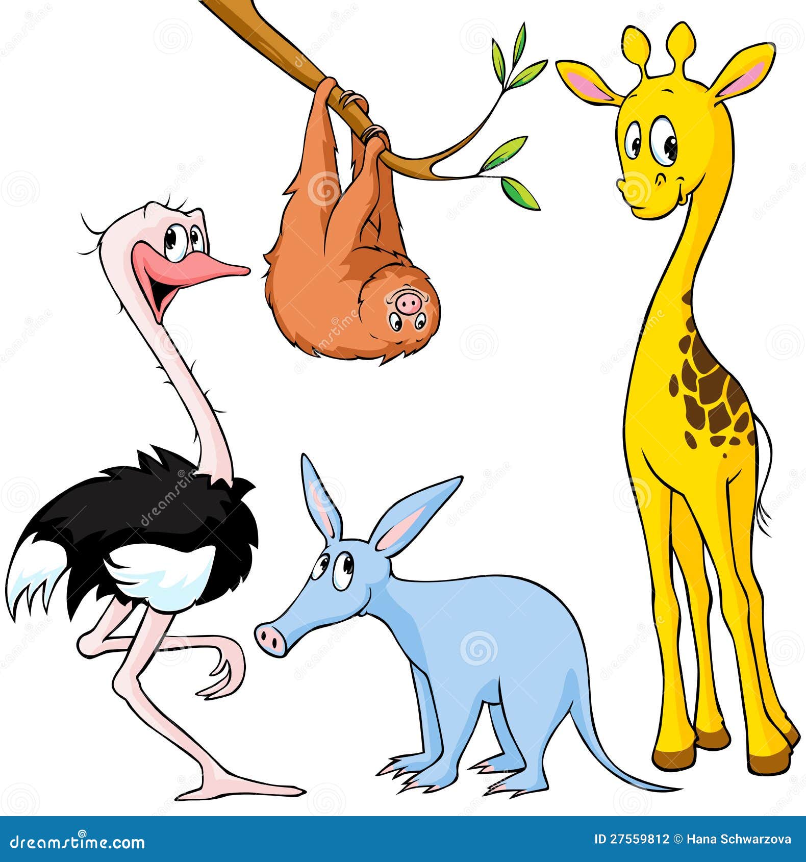 Cute exotic animal stock vector. Illustration of leaves - 27559812