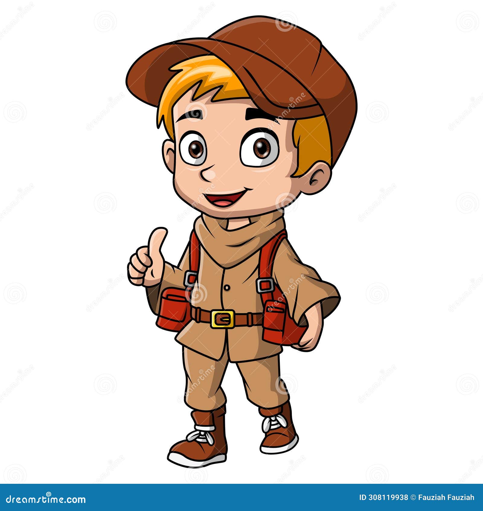 Cute Explorer Boy Cartoon with Backpack Stock Vector - Illustration of ...