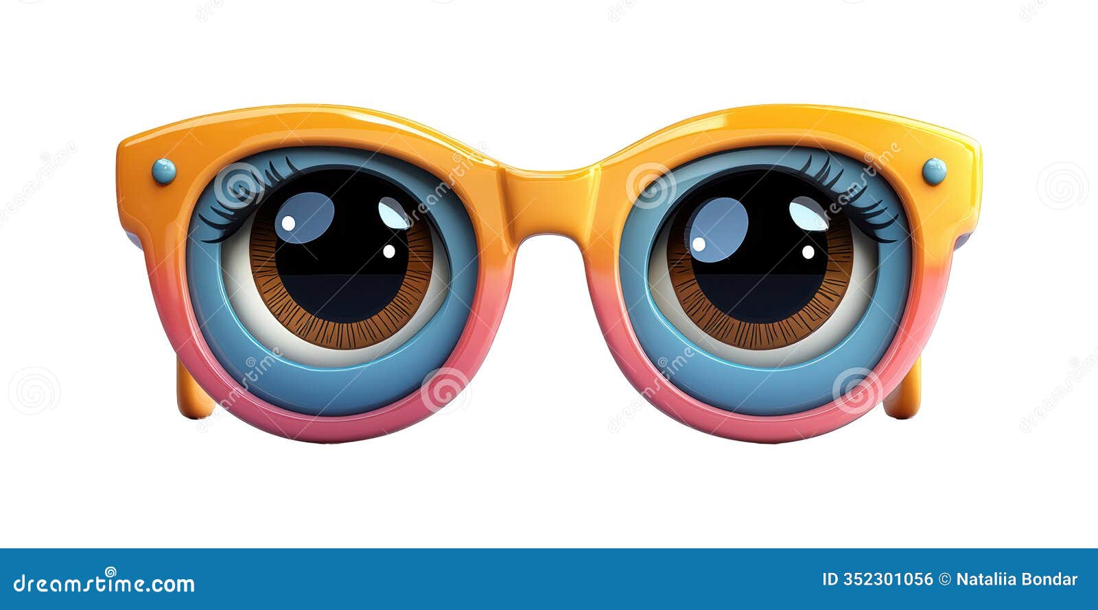 Cute Eyeglasses with Large Eyes Isolated on Transparent Background ...