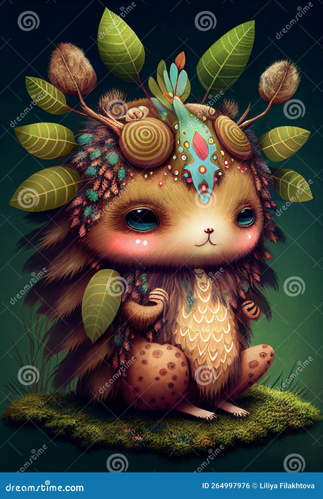 Cute Fabulous Forest Creature with Big Eyes. Illustration Generated AI ...