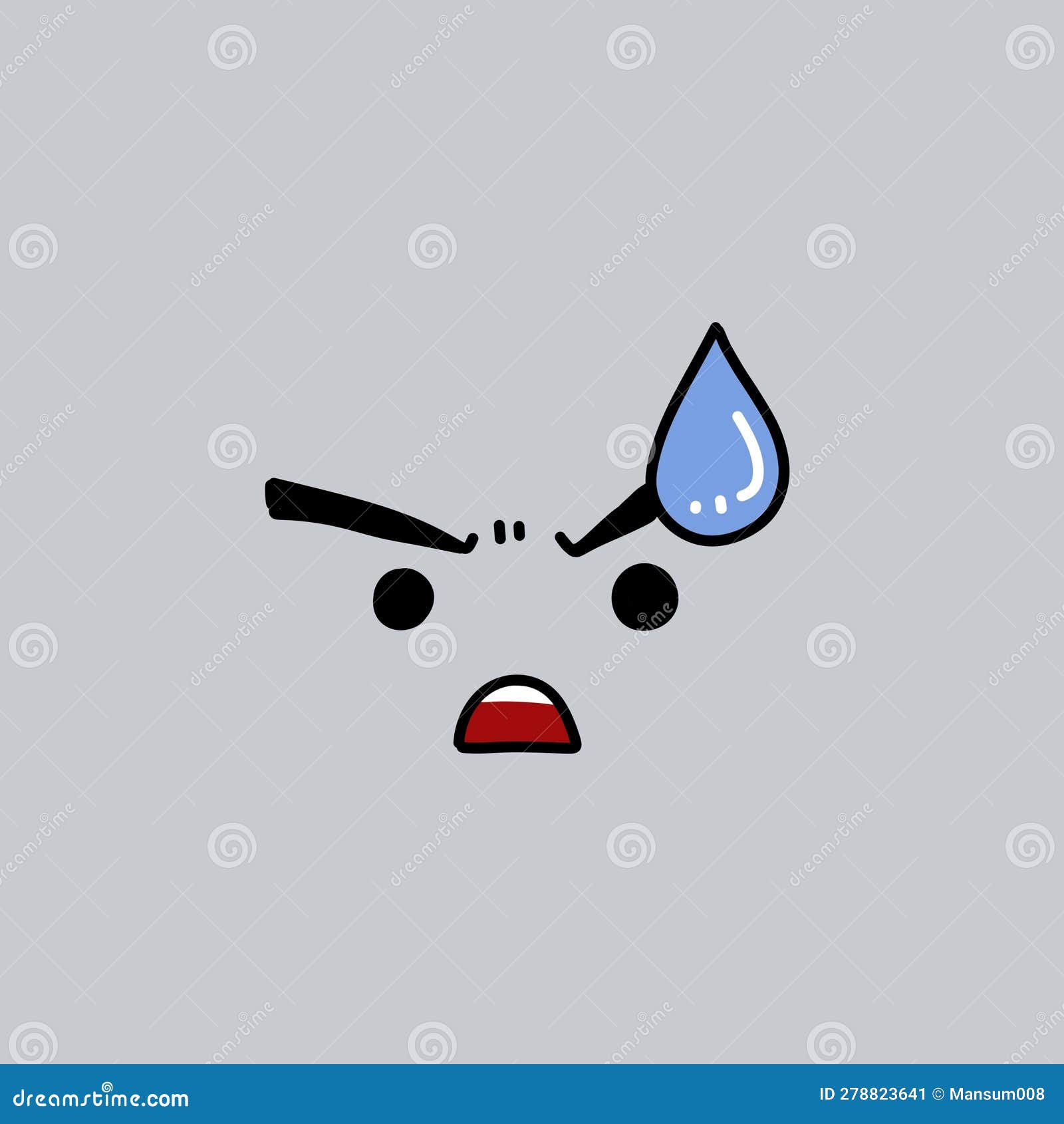 Cute Face Cartoon on Gray Background Stock Illustration - Illustration ...