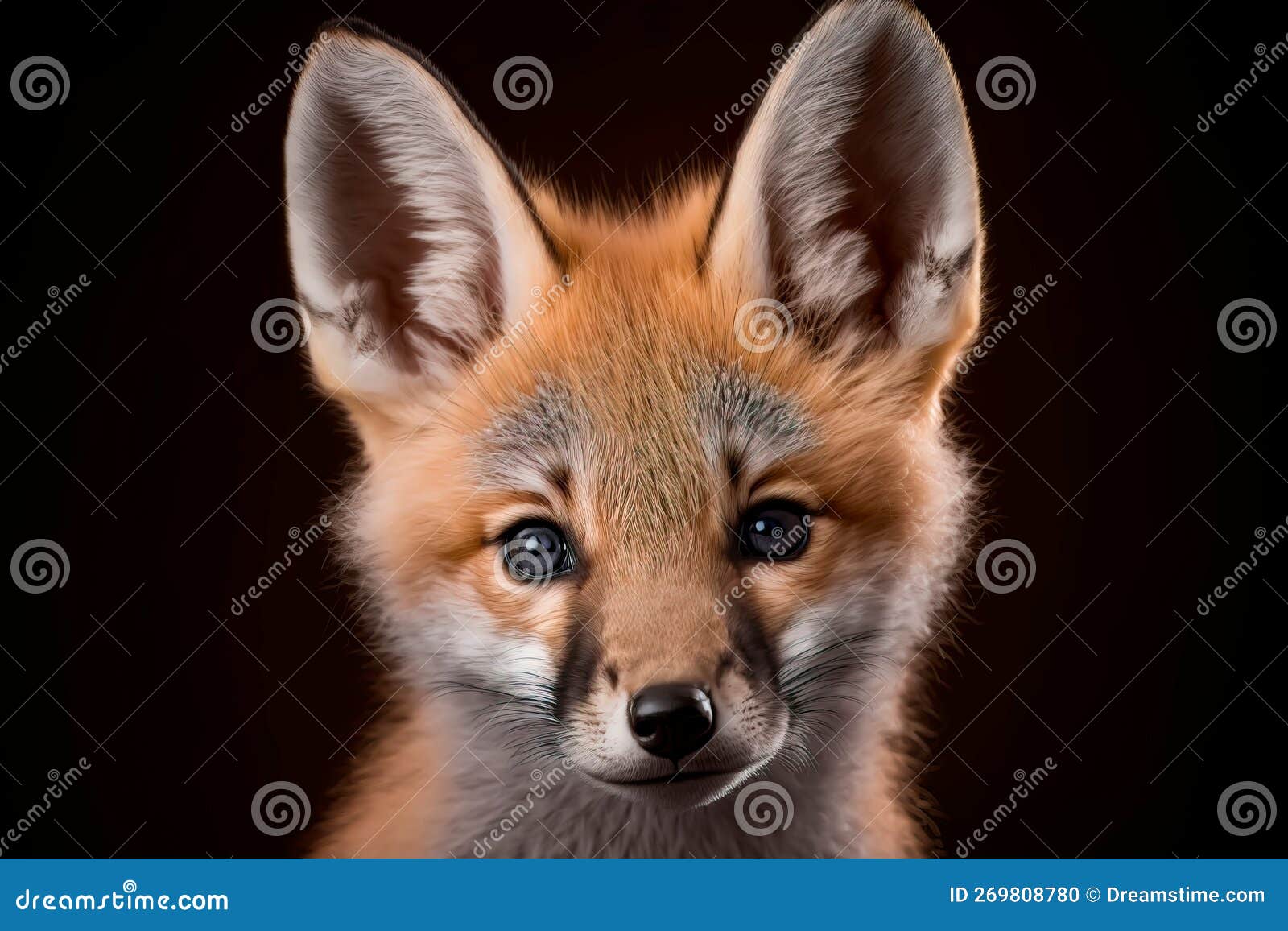Cute Face of a Fox Cub in the Studio Generative AI Stock Illustration ...