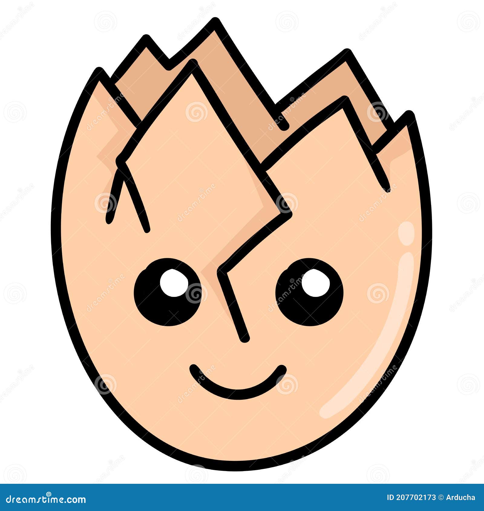 Cute Faced Broken Egg Shells Doodle Kawaii. Doodle Icon Image Stock ...