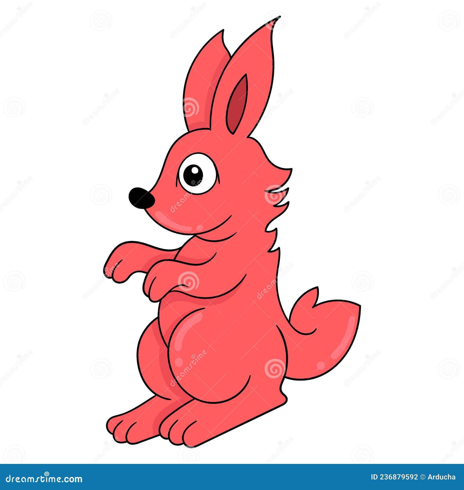 Cute Faced Red Bunny, Doodle Icon Image Kawaii Stock Vector ...