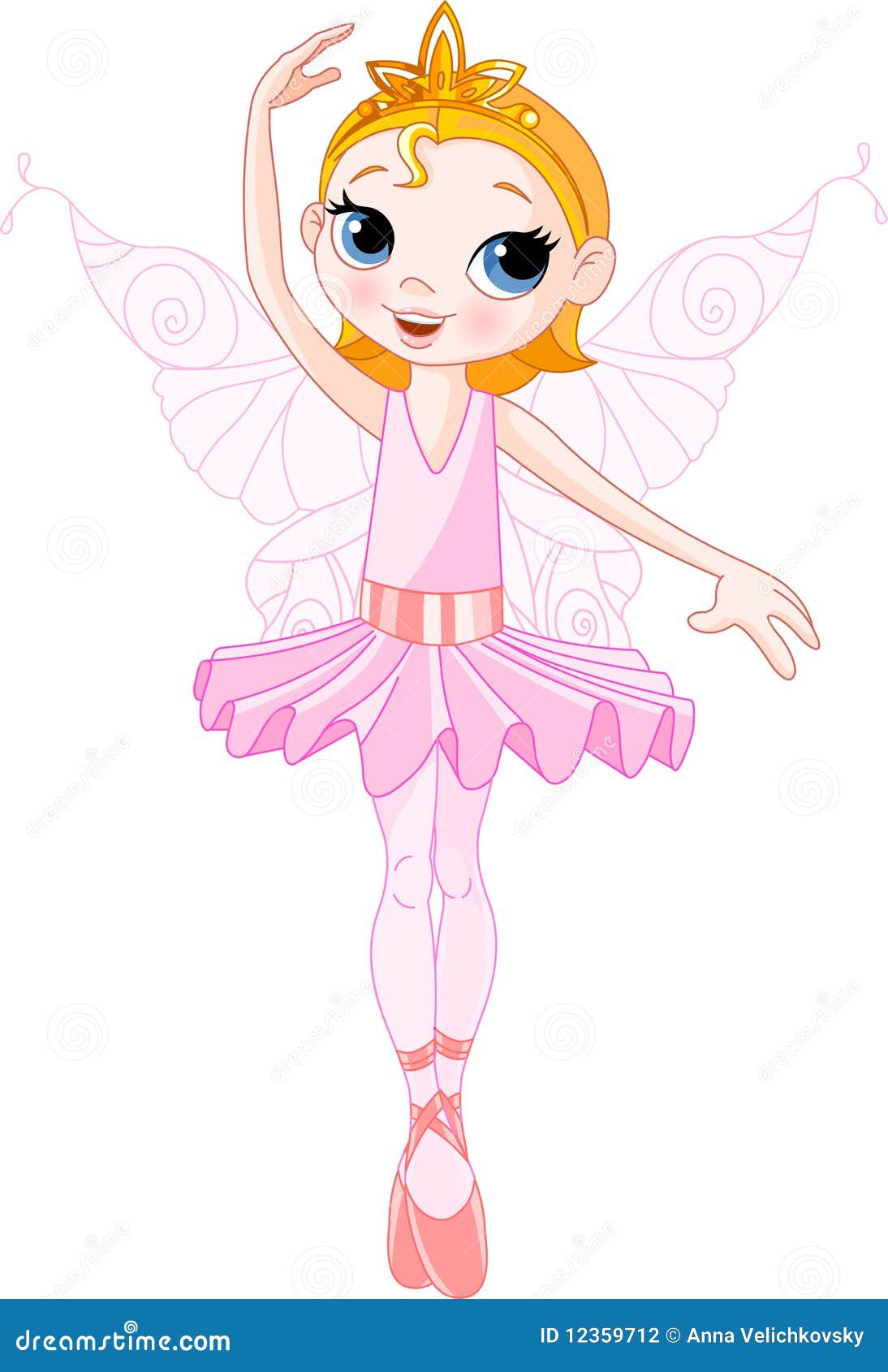 Fairy Ballerina Princess With Crown, Magic Wand And Starry Tutu Vector ...