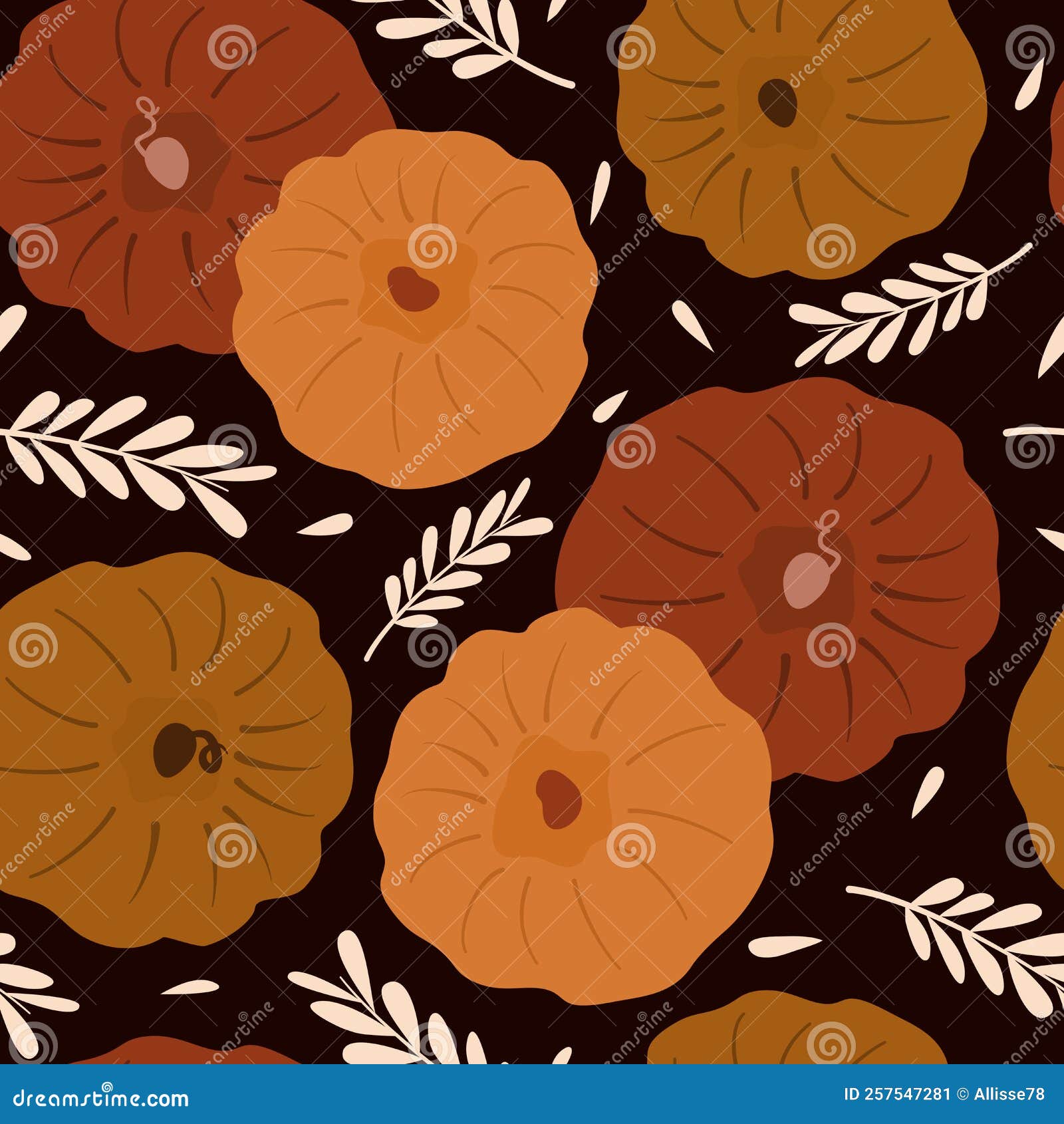Cute Abstract Fall Seamless Vector Pattern Illustration with Pumpkins ...