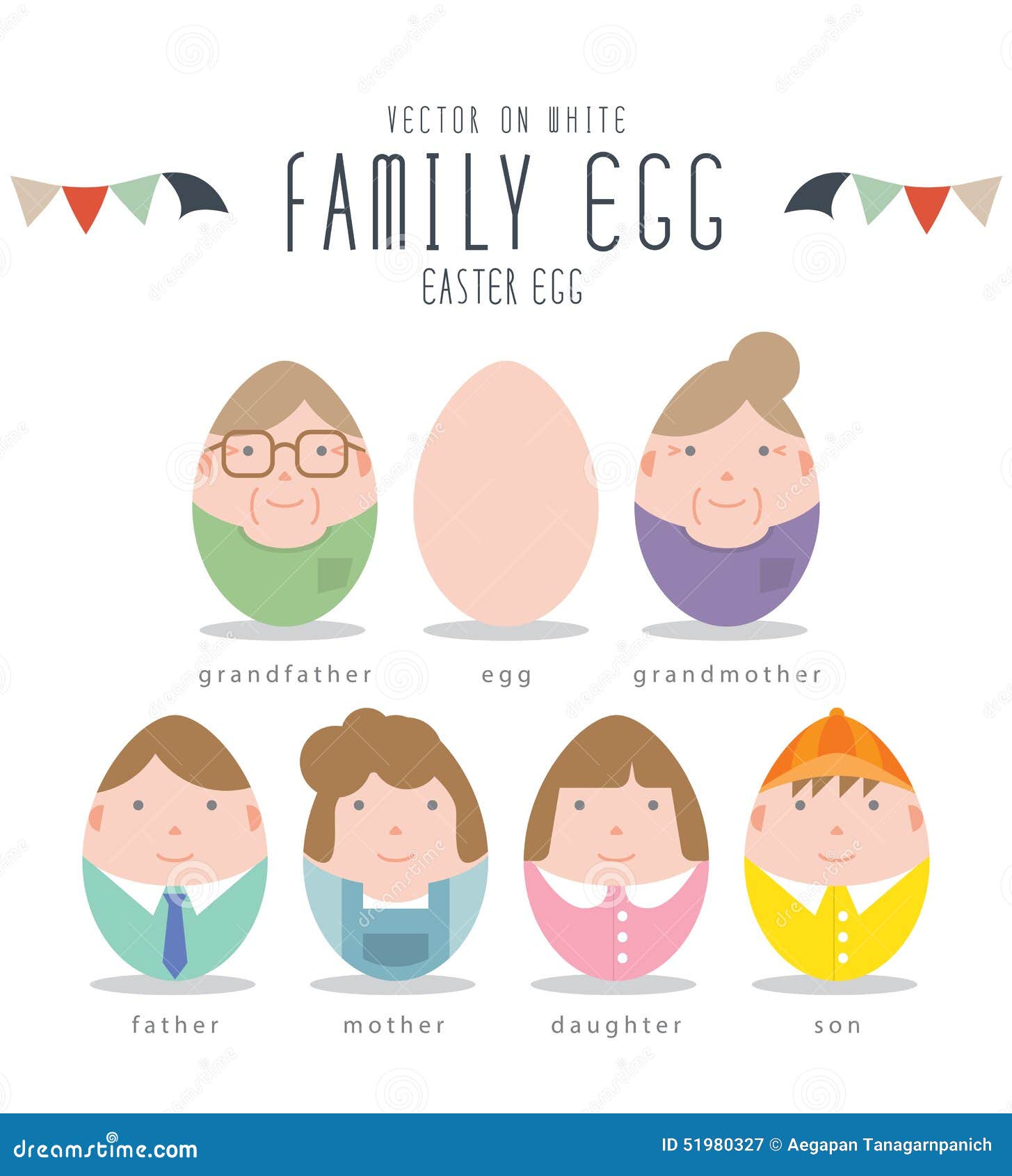 Cute Family Characters of Easter Eggs. Stock Illustration ...