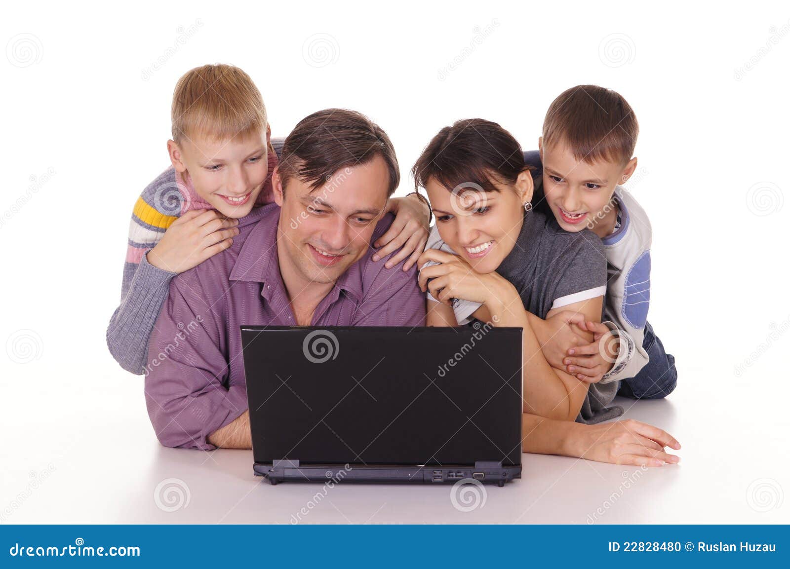 Cute family with computer stock photo. Image of cinema - 22828480
