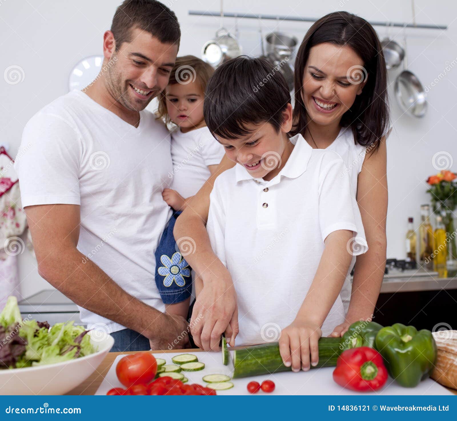 Cute Family Cooking Together in the Kitchen Stock Image - Image of ...