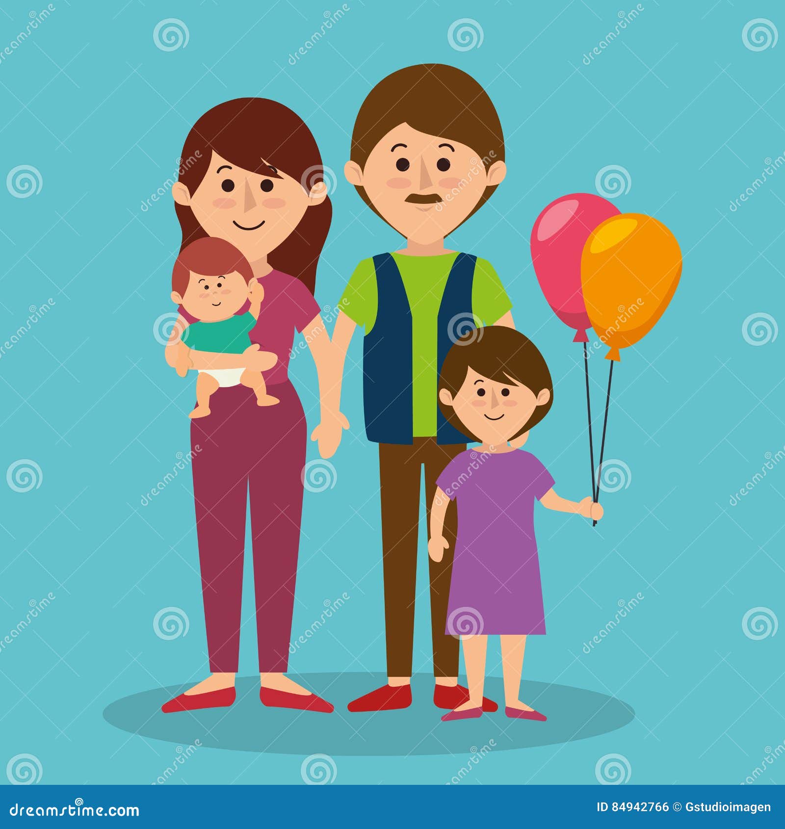 Cute family members group stock illustration. Illustration of happy ...