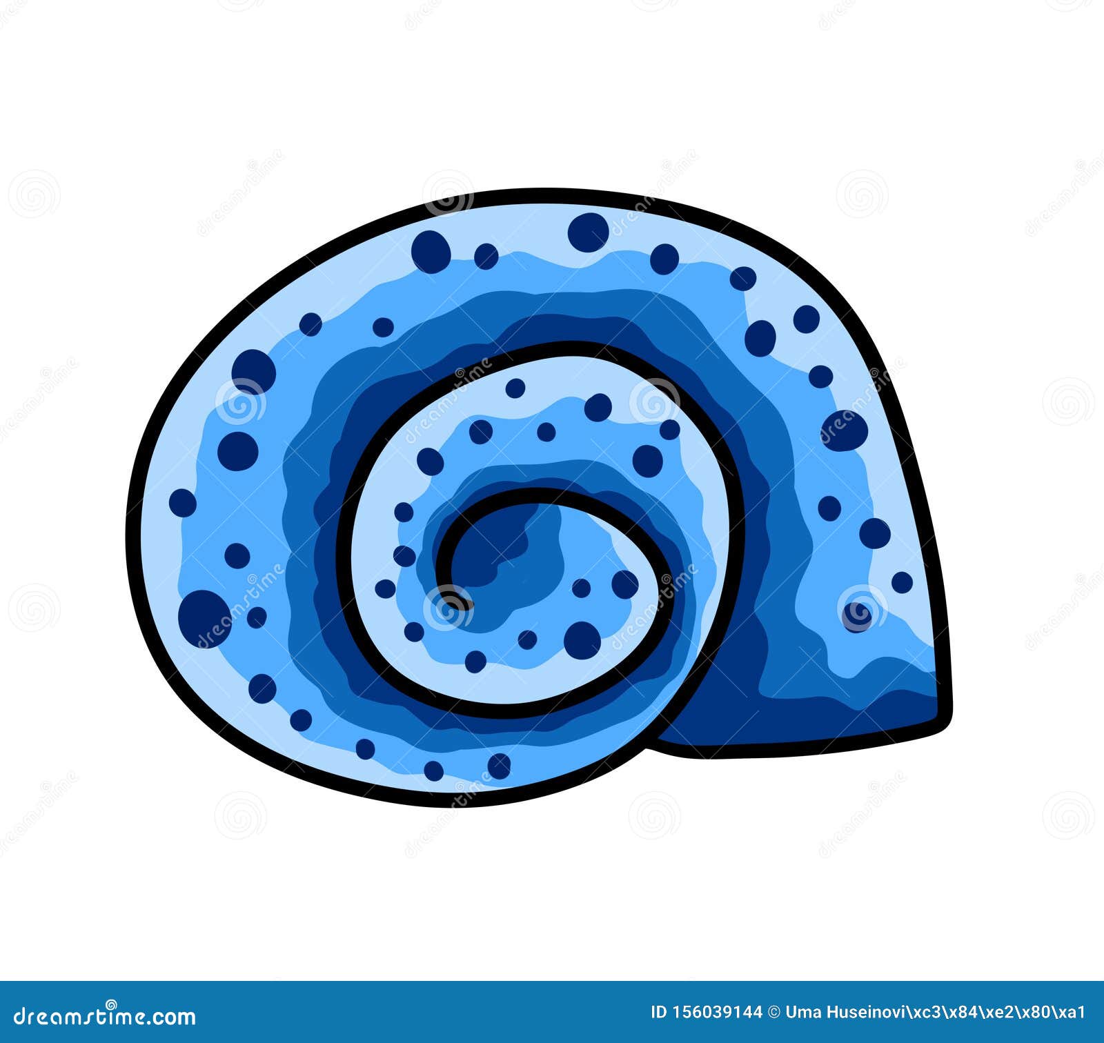 Cute Fantasy Blue Sea Shell Stock Illustration - Illustration of ...
