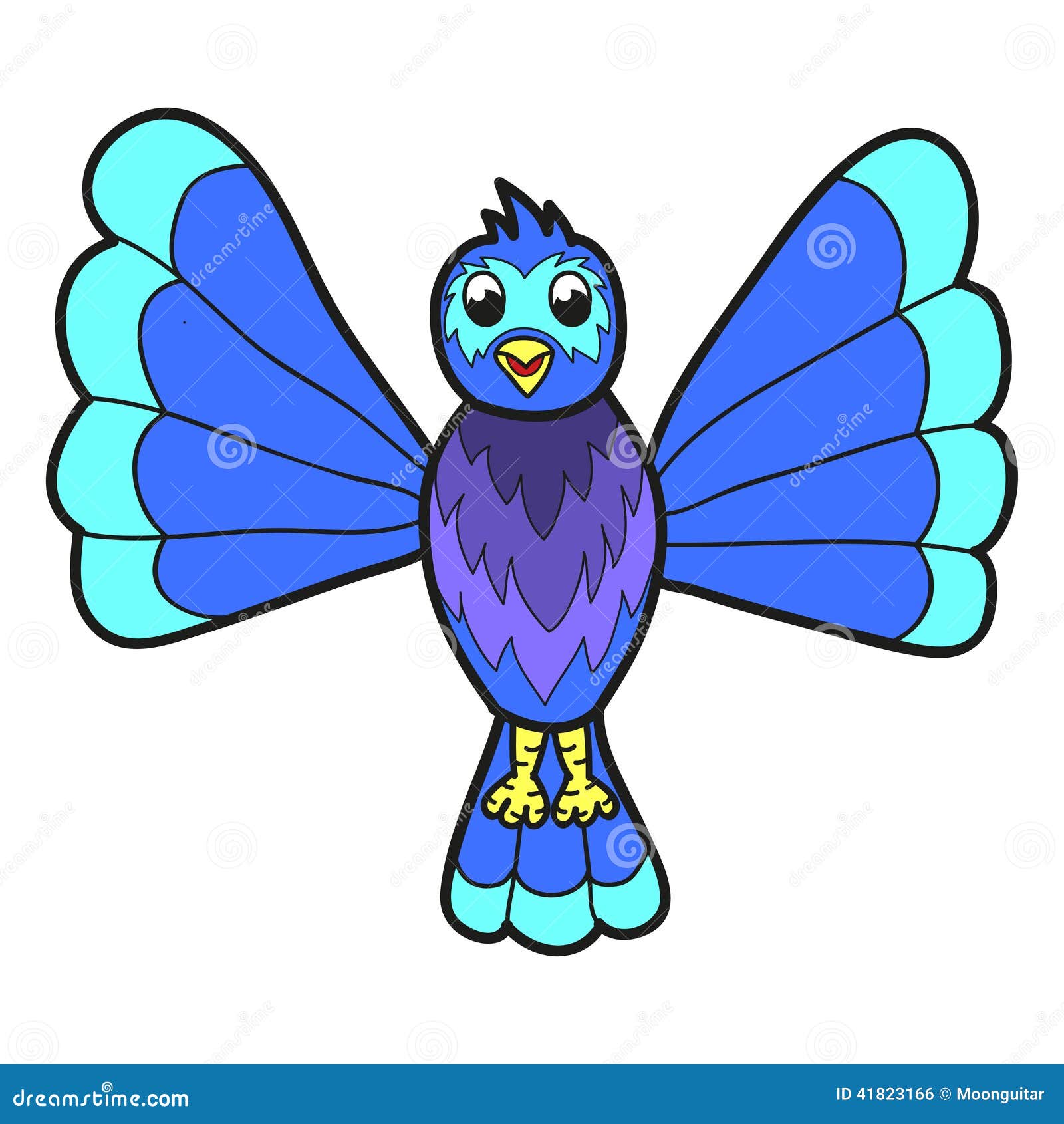 Cute Fantasy Bluebird Vector Illustration Stock Vector - Illustration ...