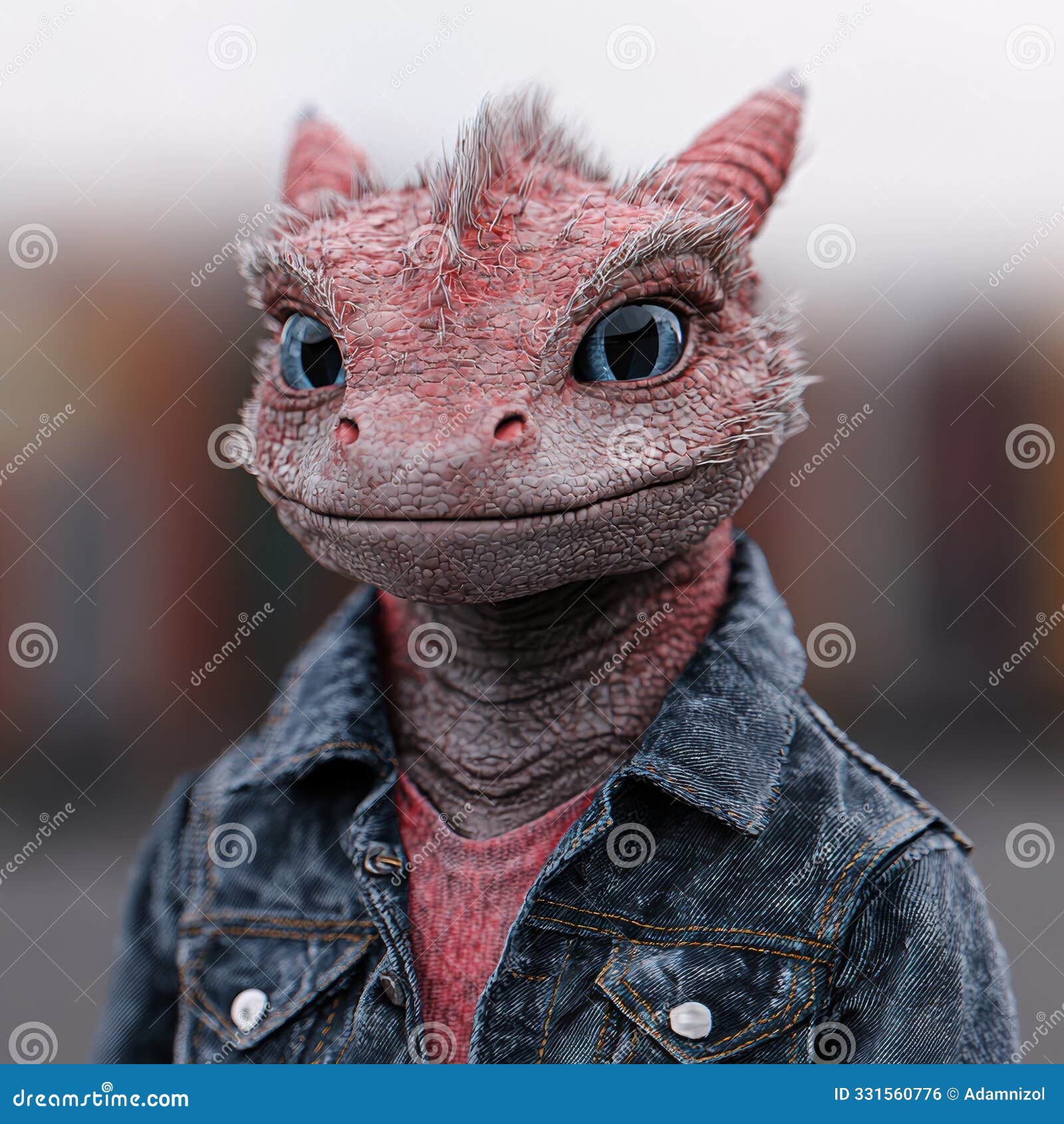 Cute Fantasy Creature Wearing Denim Jacket Stock Illustration ...