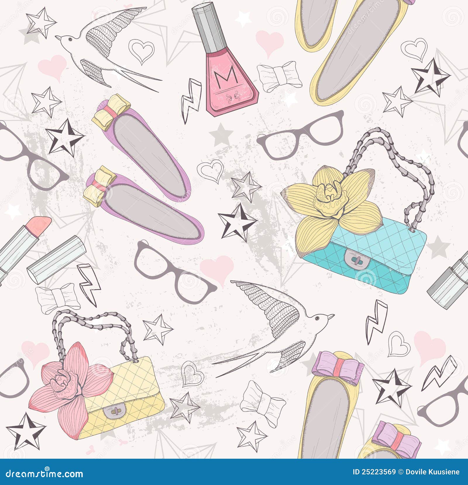 Cute Fashion Seamless Pattern for Girls Stock Vector - Illustration of ...