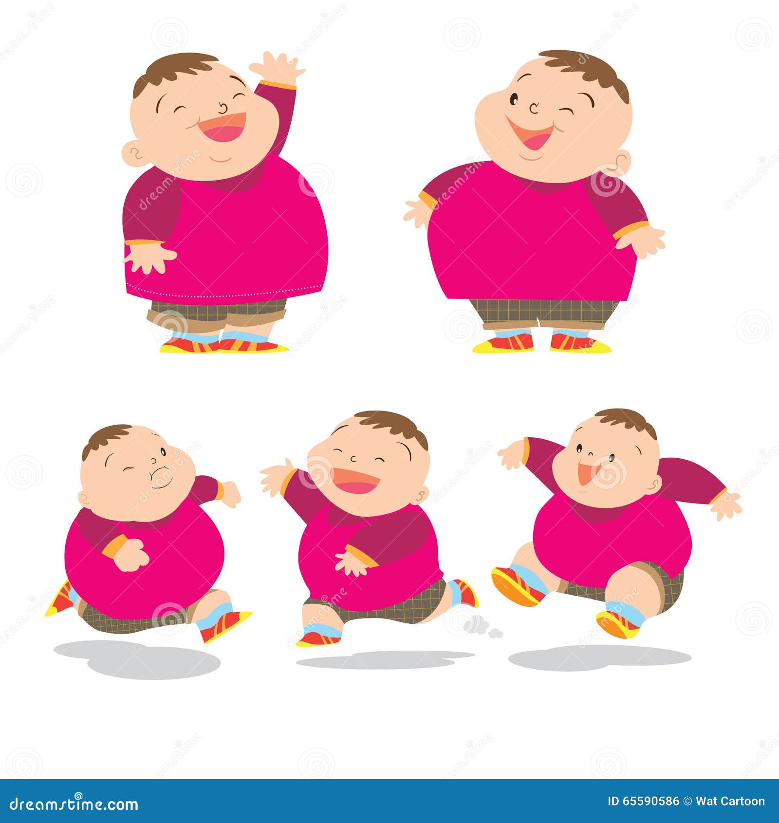 Cute Fat Boy Charater Many Action Stock Vector - Illustration of vector ...