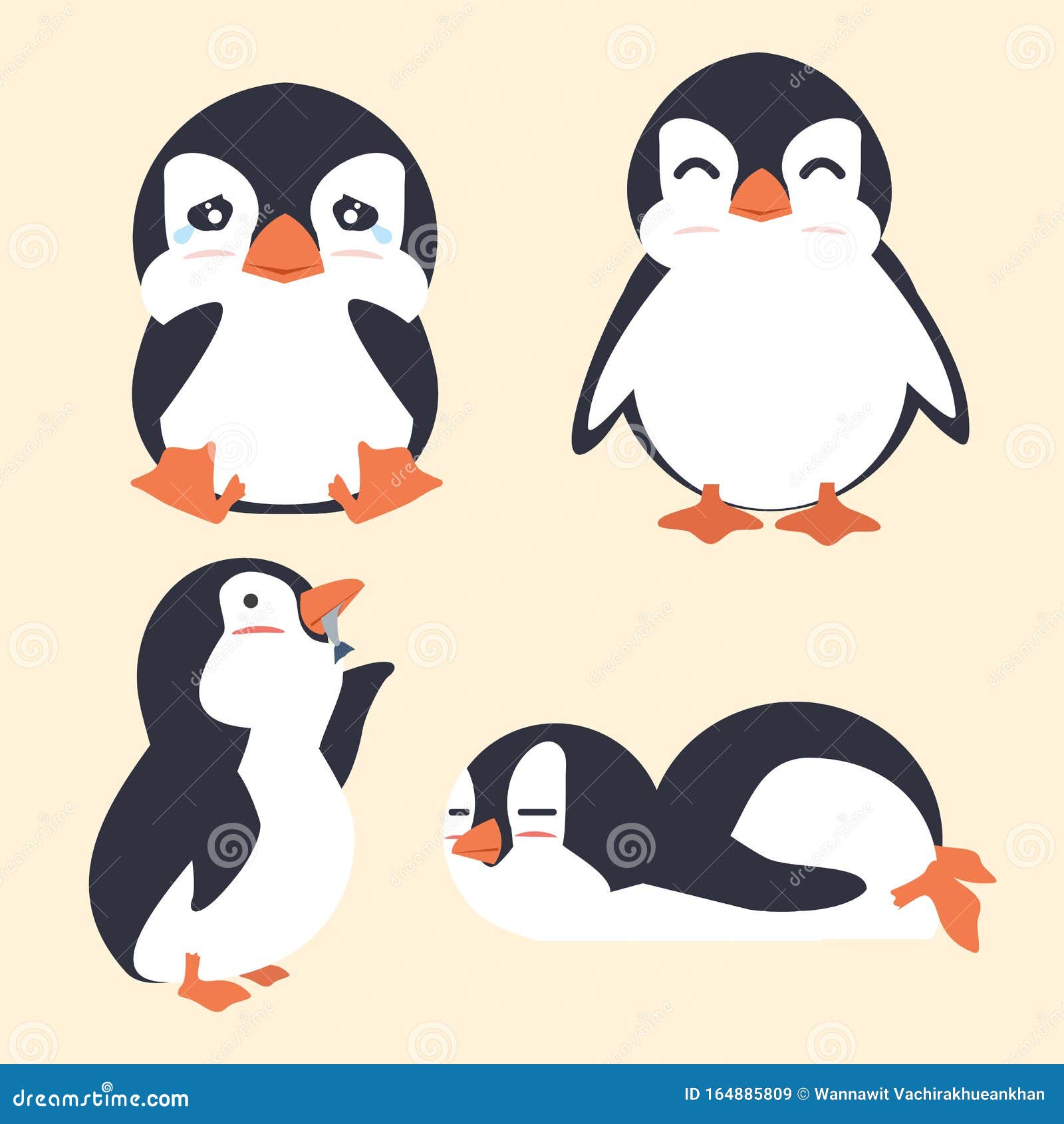 Cute Fat Penguin Vector Set Stock Vector - Illustration of nature, baby ...