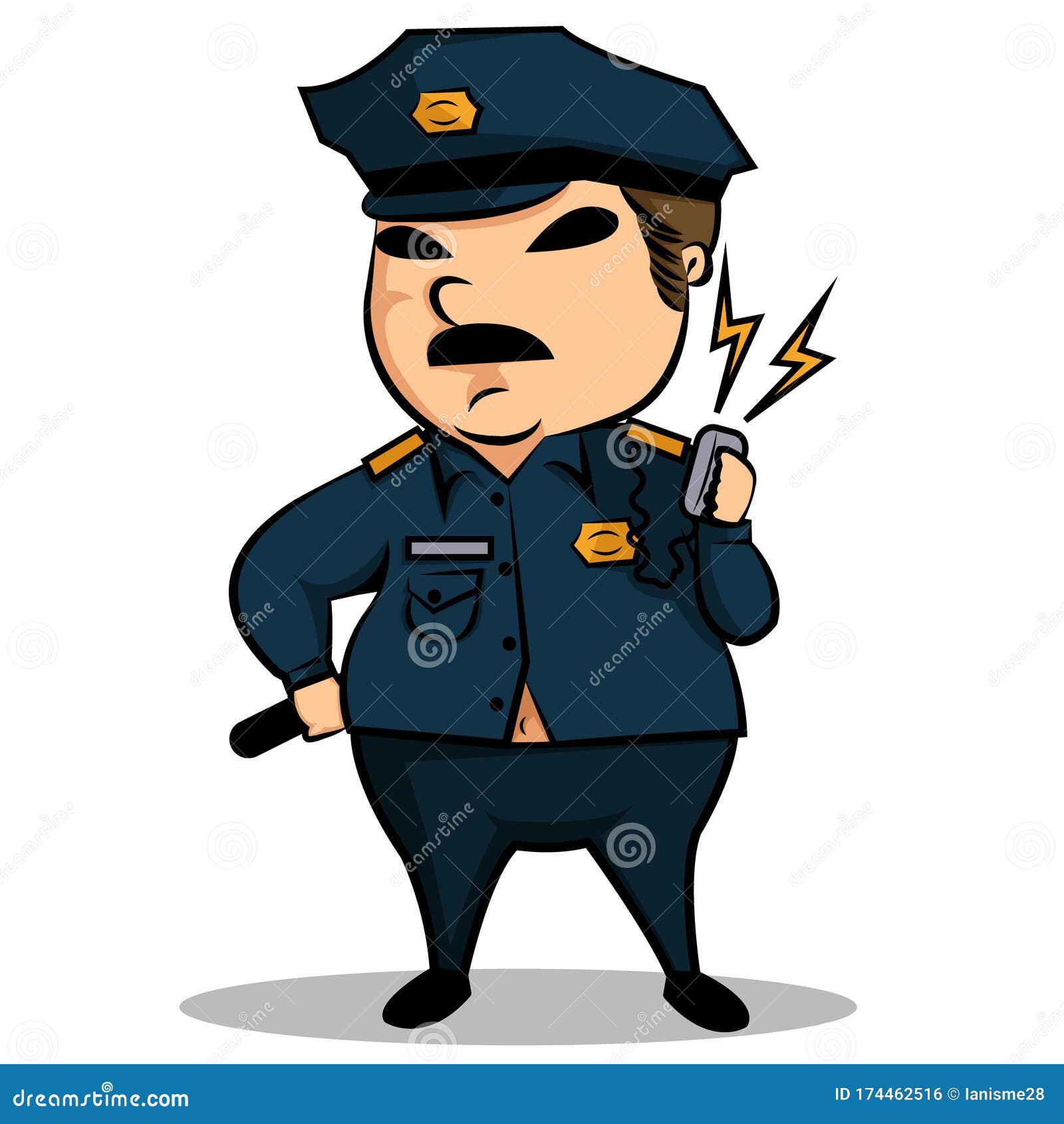 Cute Fat Police Officer in Uniform Stock Vector - Illustration of ...