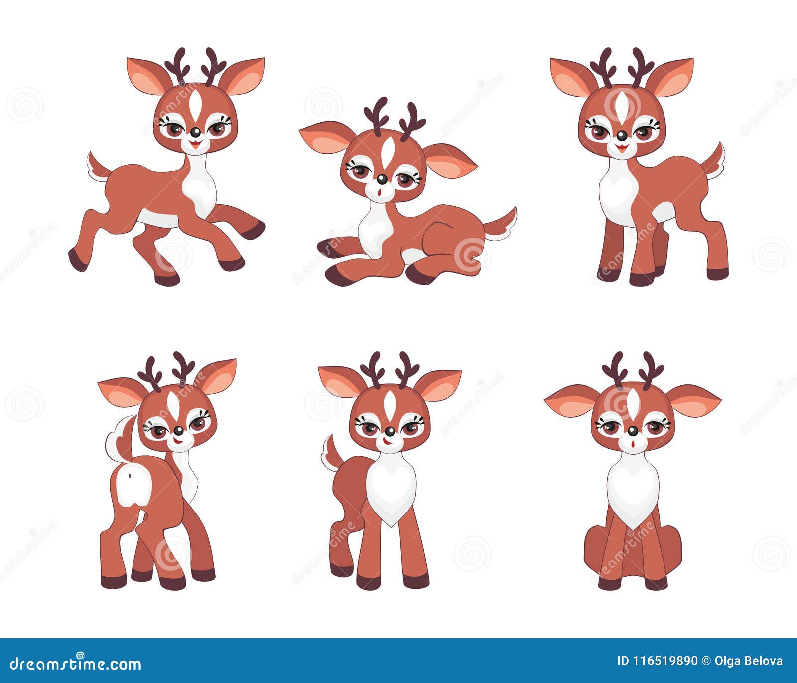 Cute fawn set stock vector. Illustration of background - 116519890