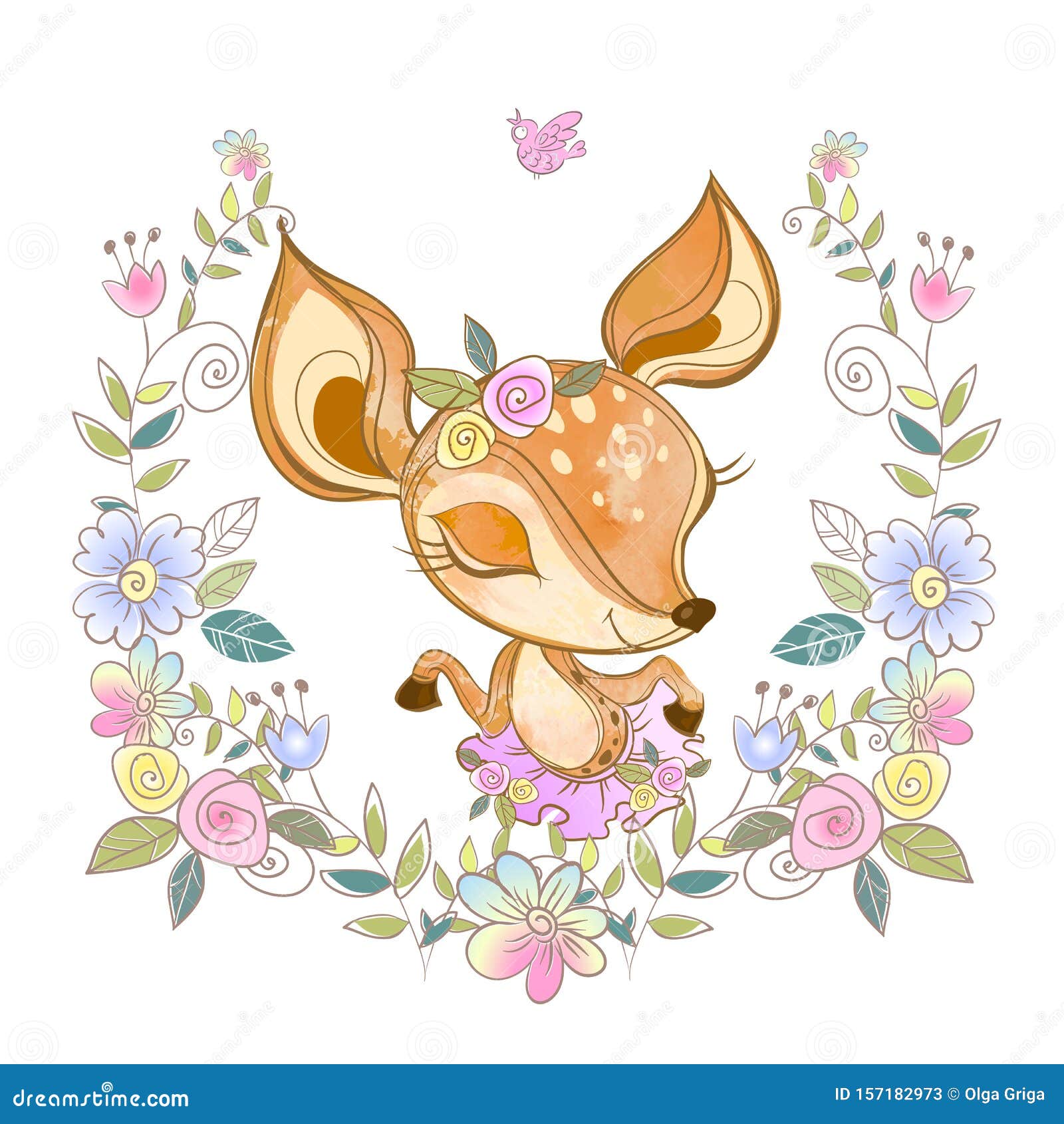 Cute Fawn Watercolor Illustration Jprg, PNG. Wild Baby Animals Series ...