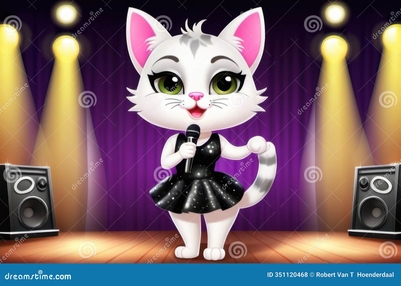 Cute Female Cat Singer at 21-12-2024 Stock Illustration - Illustration ...