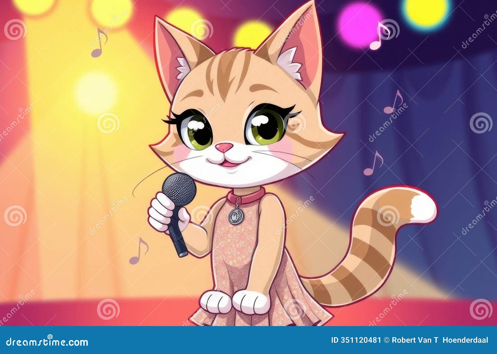 Cute Female Cat Singer at 21-12-2024 Stock Illustration - Illustration ...
