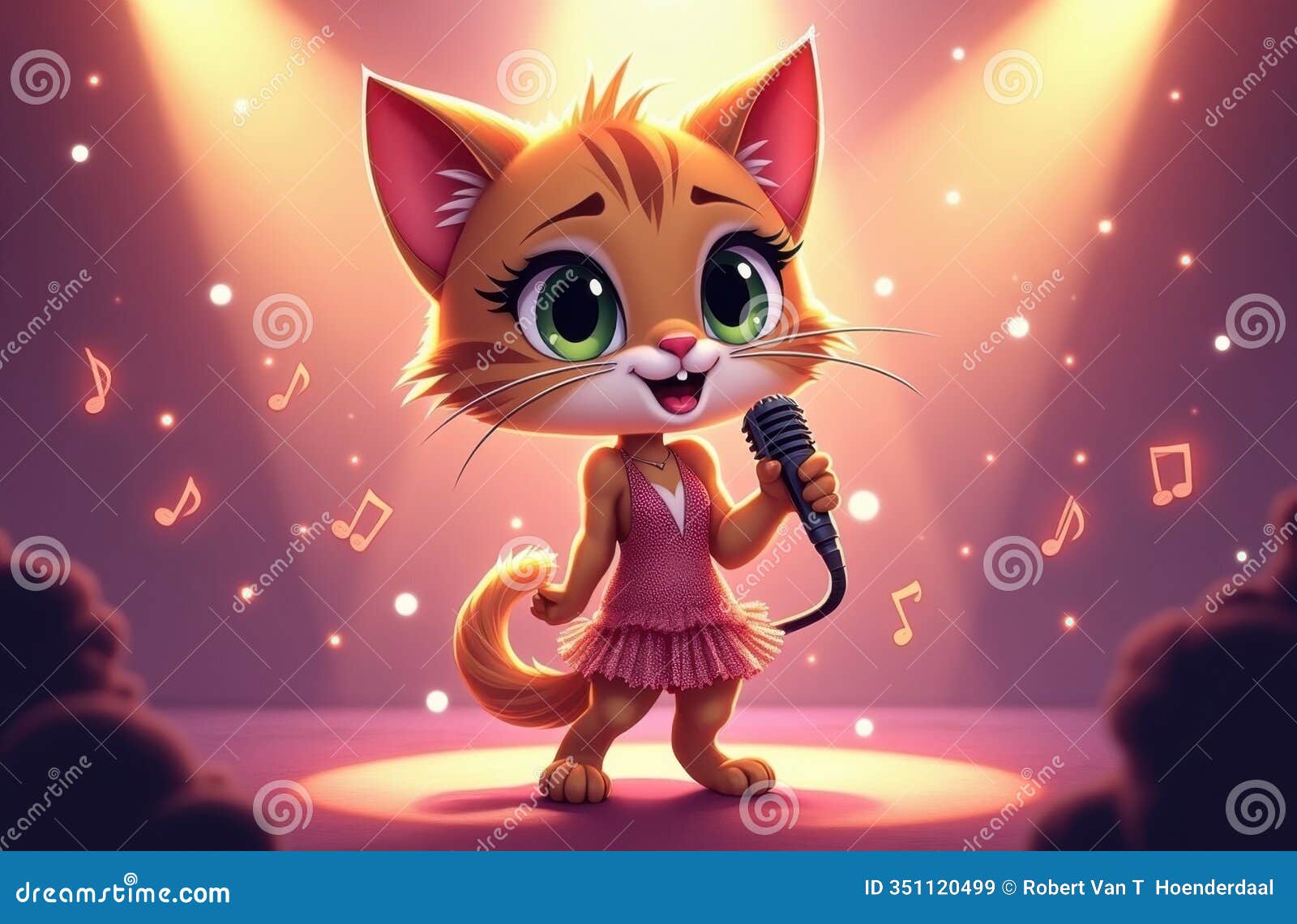 Cute Female Cat Singer at 21-12-2024 Stock Illustration - Illustration ...