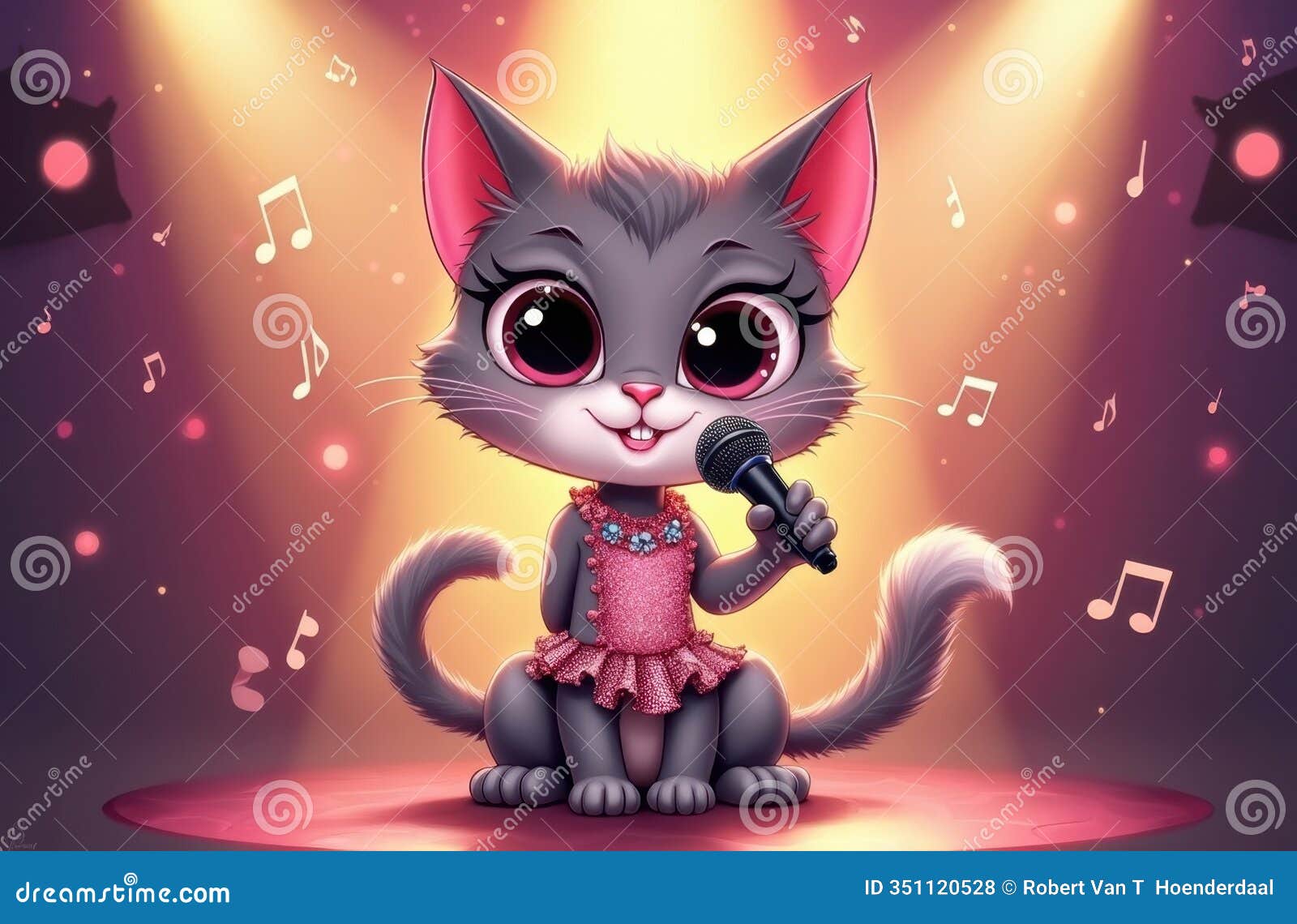 Cute Female Cat Singer at 21-12-2024 Stock Illustration - Illustration ...