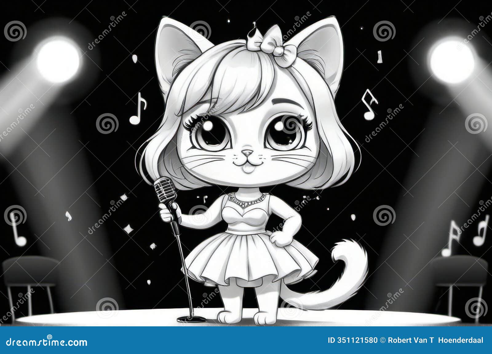 Cute Female Cat Singer at 21-12-2024 Stock Illustration - Illustration ...