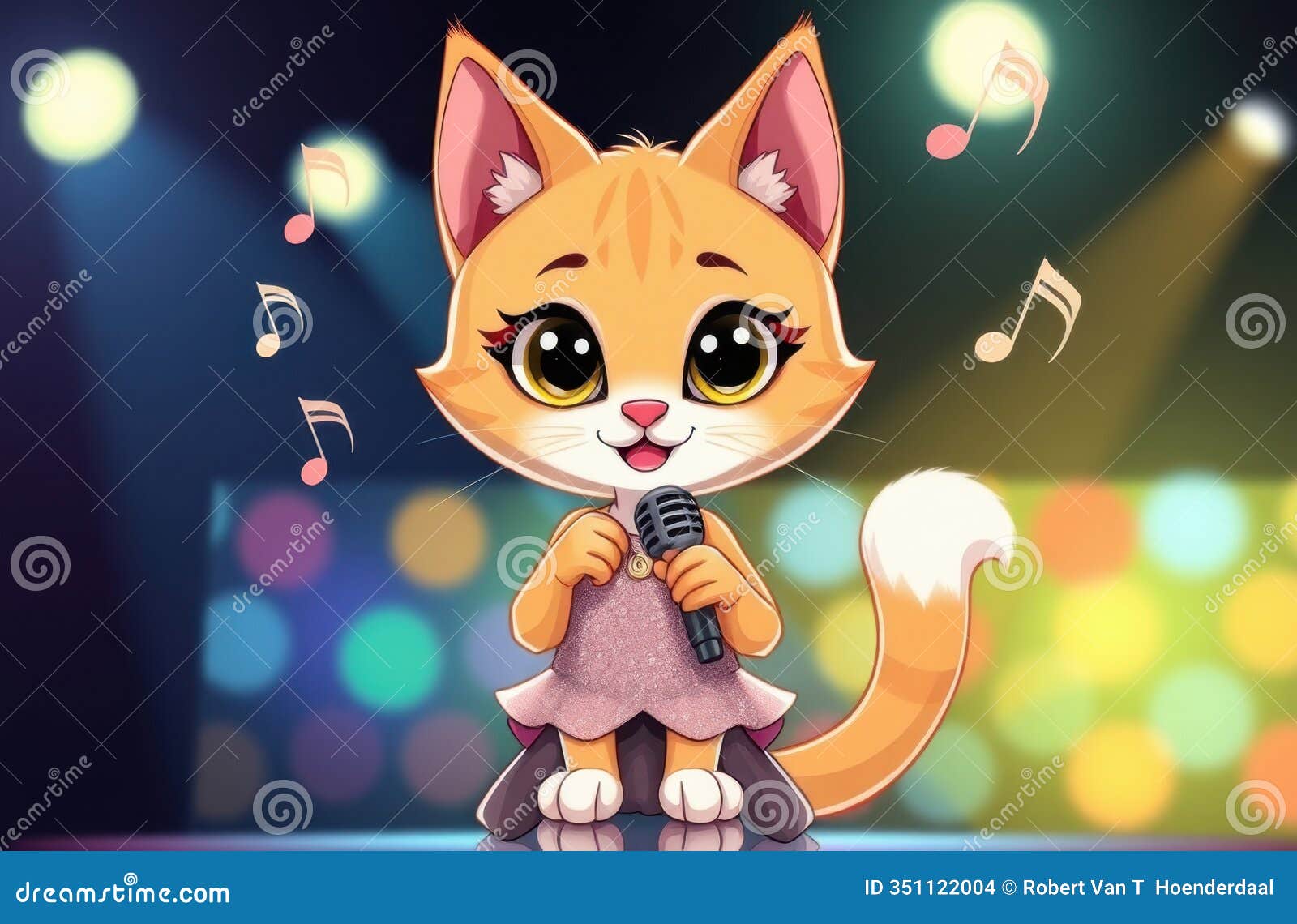 Cute Female Cat Singer at 21-12-2024 Stock Illustration - Illustration ...