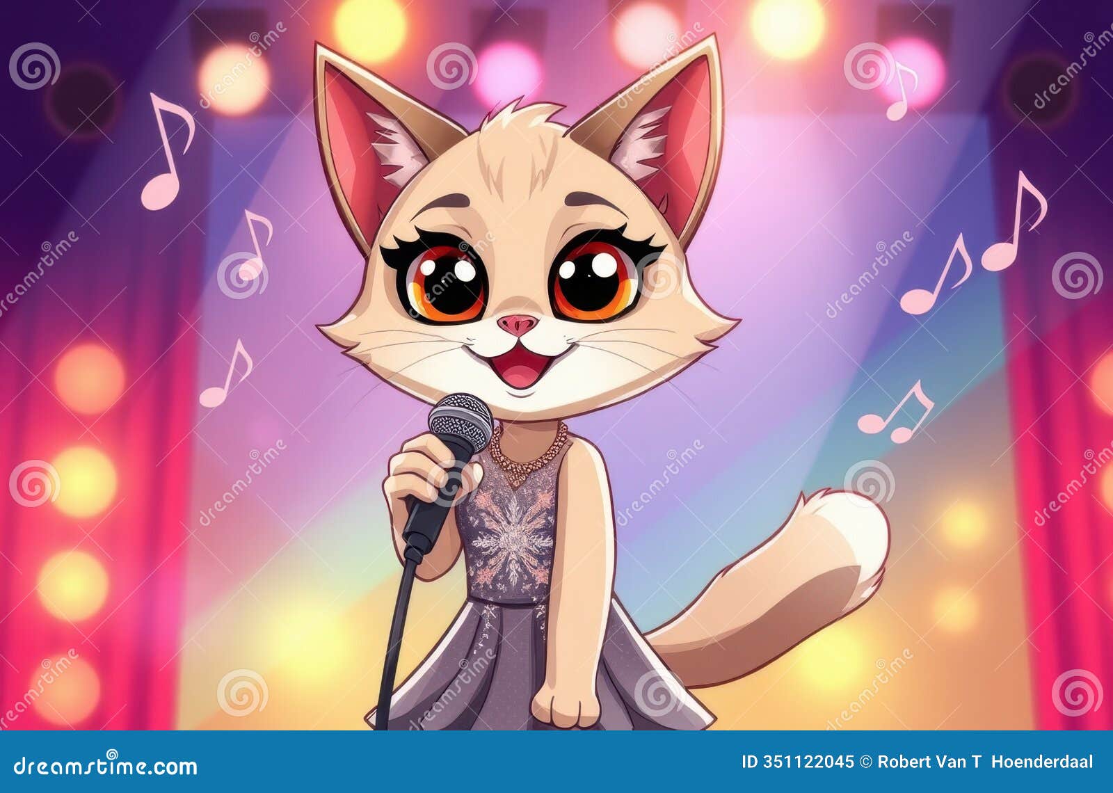 Cute Female Cat Singer at 21-12-2024 Stock Illustration - Illustration ...