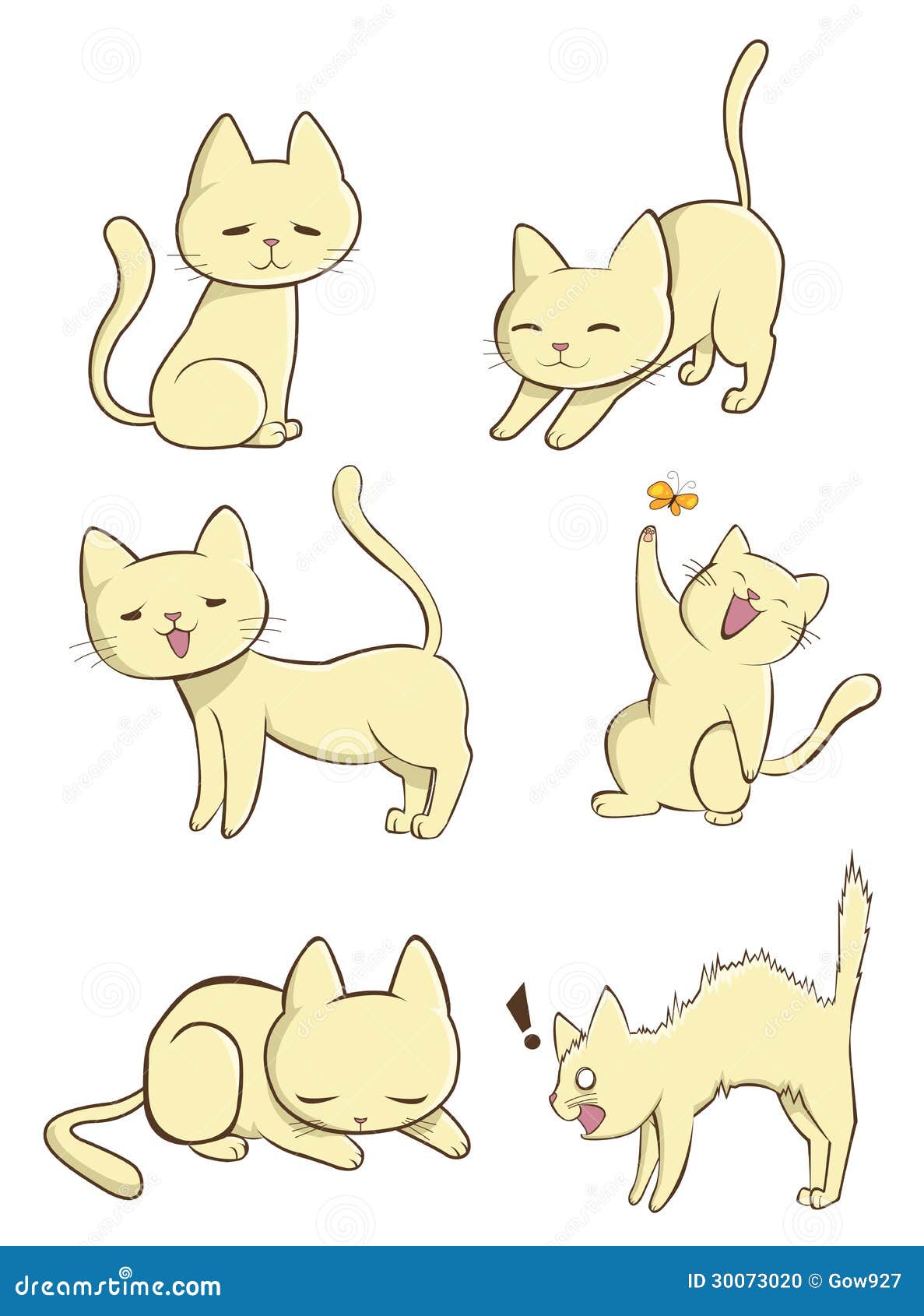 Cute female cat in action stock illustration. Illustration of design ...