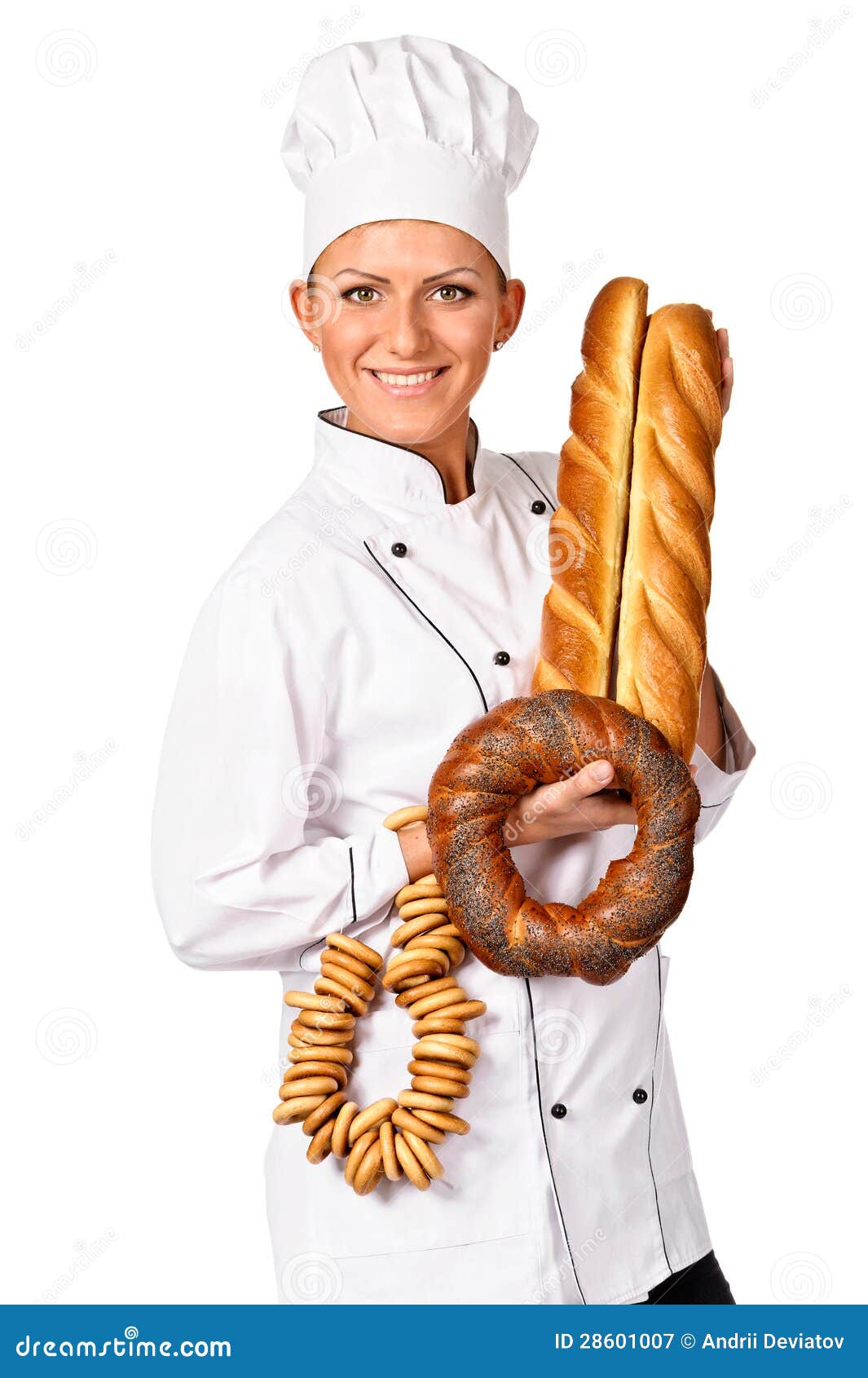 Cute Female Chef Holding Up a Beautiful Bread Stock Image - Image of ...