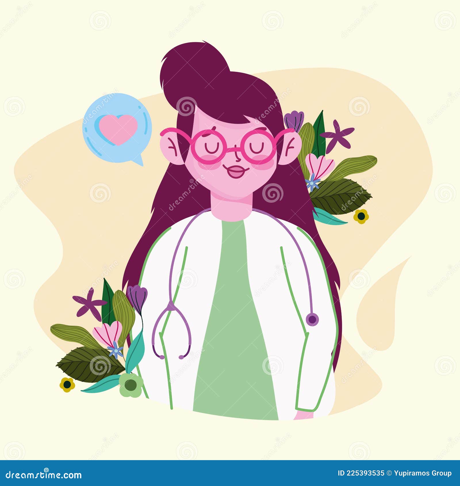 Cute female doctor stock vector. Illustration of work - 225393535