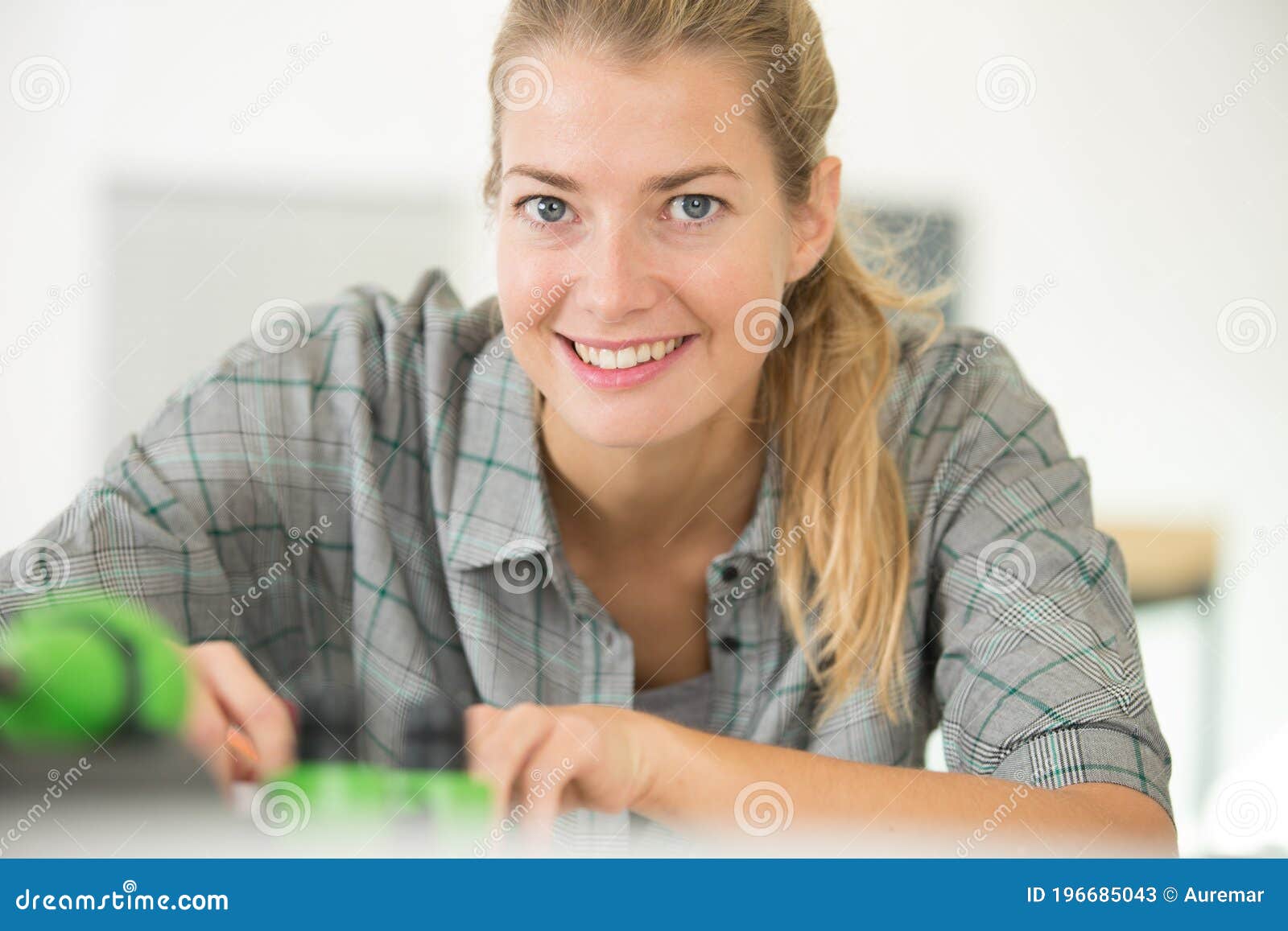 Cute Female Engineer at Home Working on Technology Stock Image - Image ...
