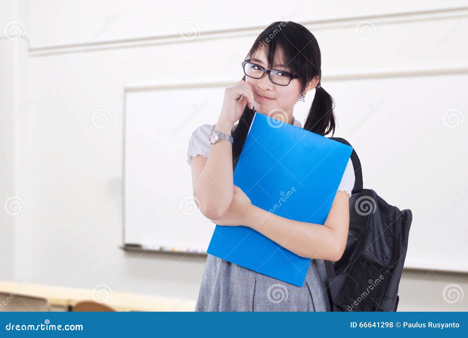 Cute Female Learner Standing in the Class Stock Photo - Image of ...