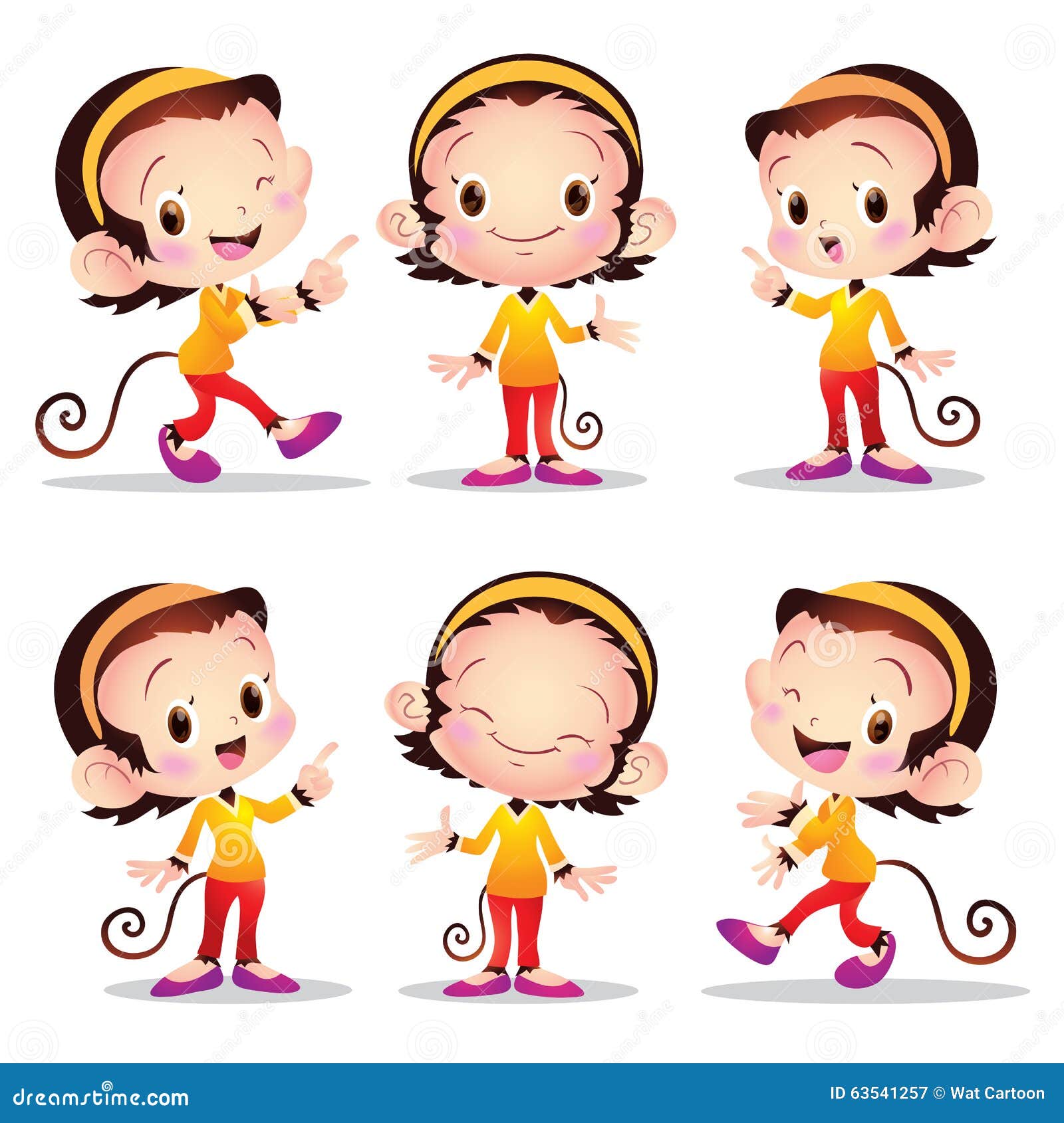 Cute female monkey stock vector. Illustration of happiness - 63541257