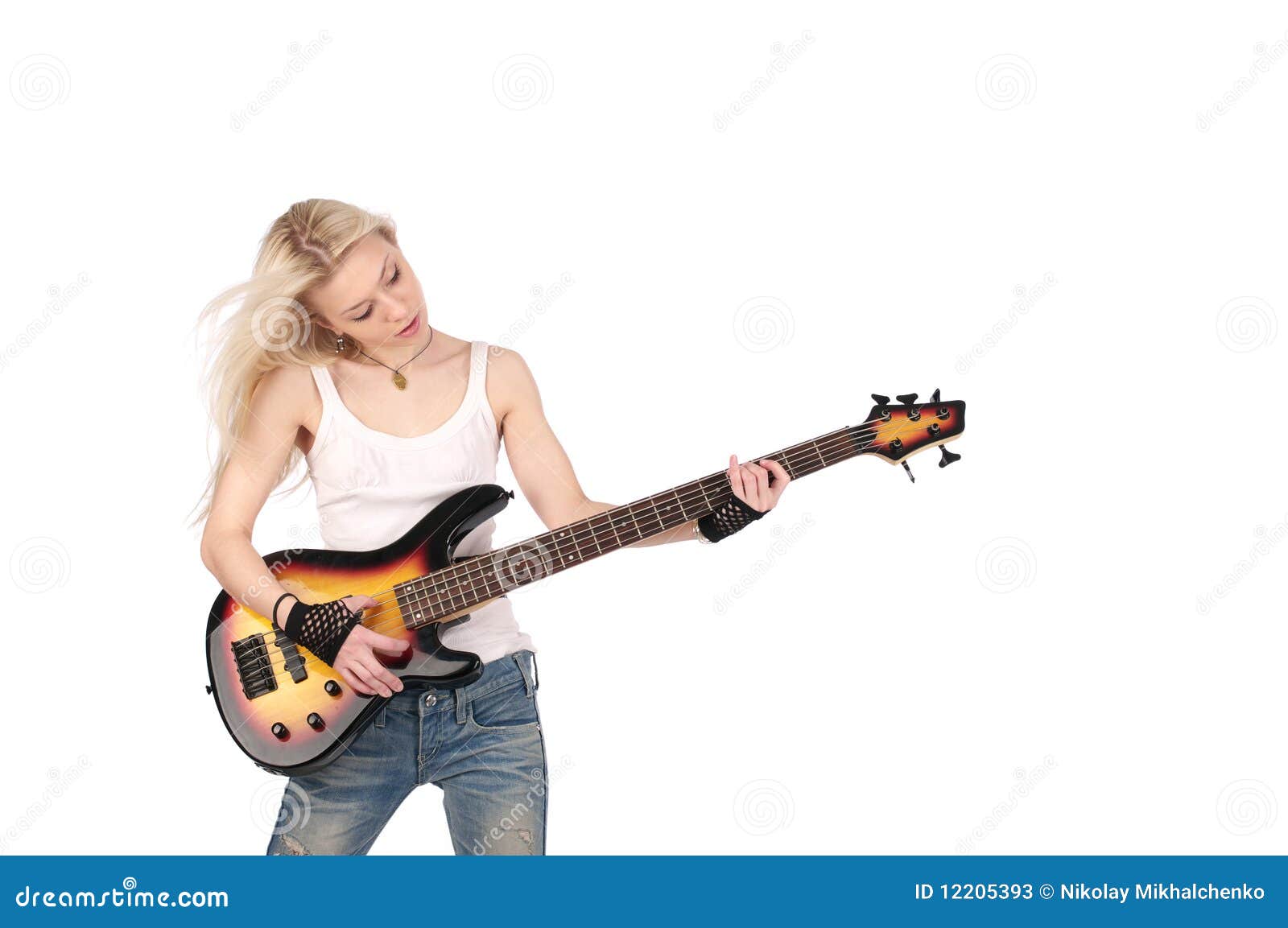 Cute female playing guitar stock image. Image of musician - 12205393