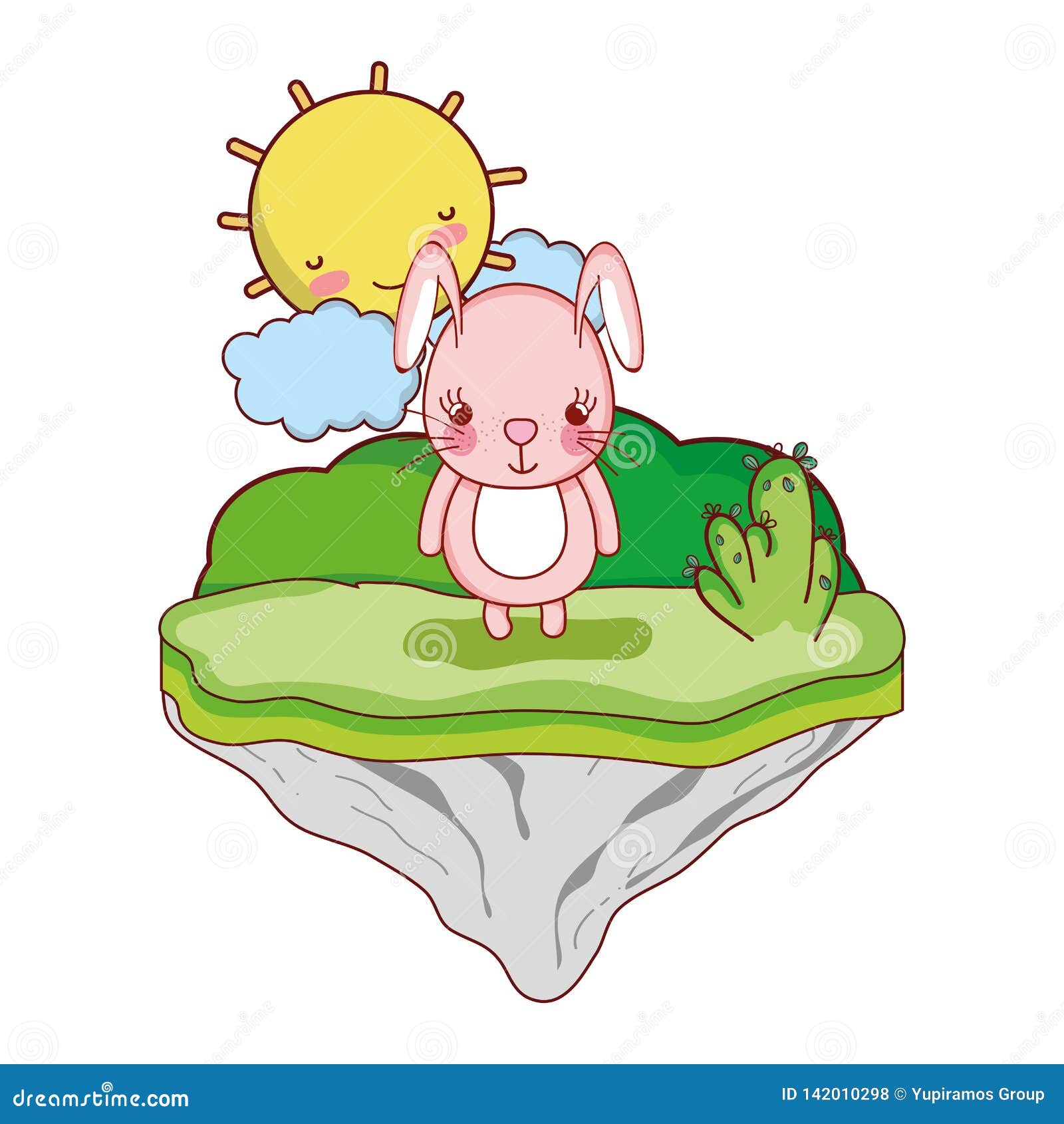 Cute Female Rabbit in the Float Island Stock Vector - Illustration of ...