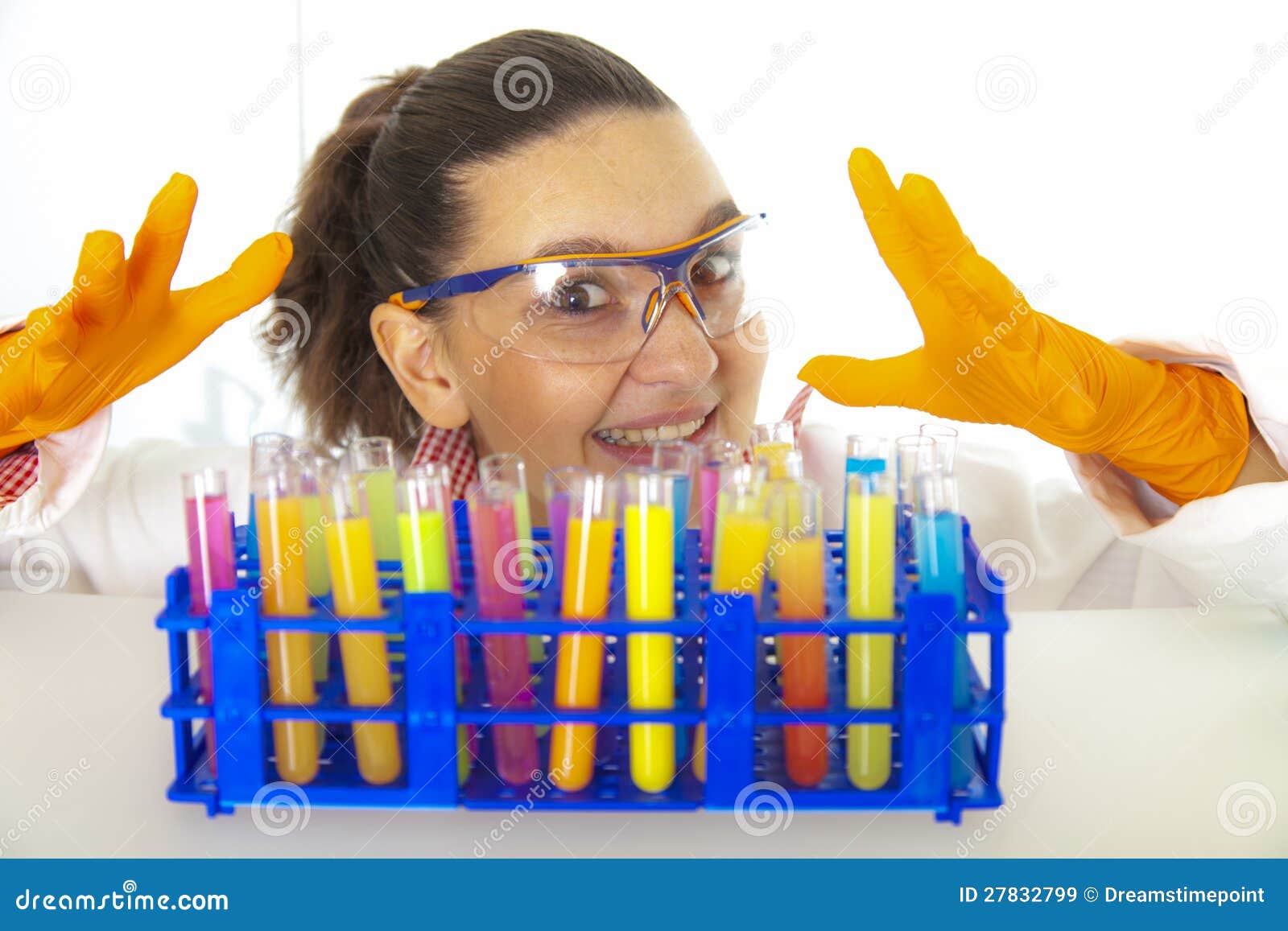Cute Female Researcher in Lab Stock Image - Image of rack, face: 27832799