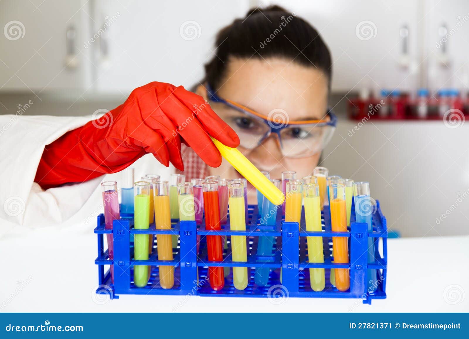 Cute Female Researcher in Laboratory Stock Image - Image of analyzing ...