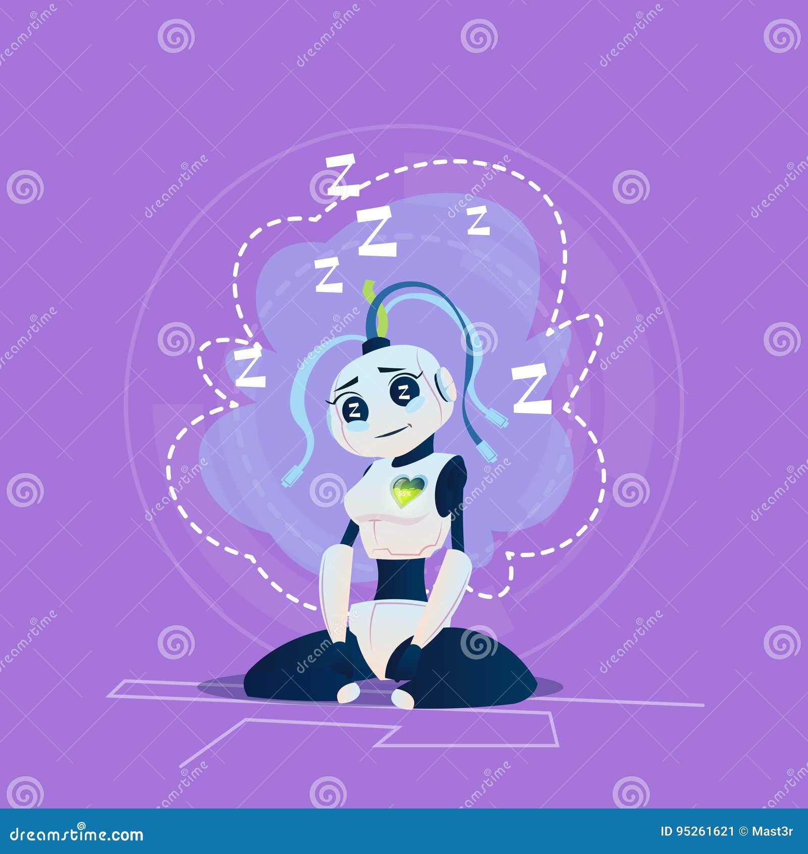 Sleep Robot Humanoid Mascot Vector Cartoon Illustration | CartoonDealer ...