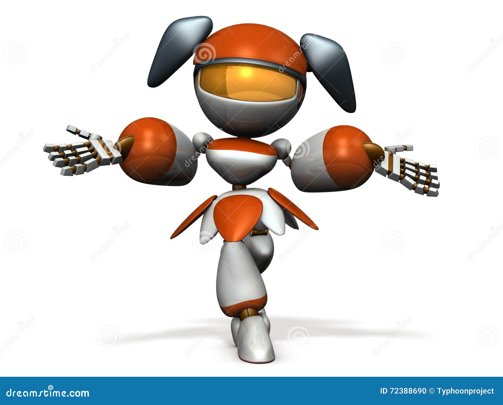 Cute Female Robot Will Kindly Welcome. Stock Illustration ...