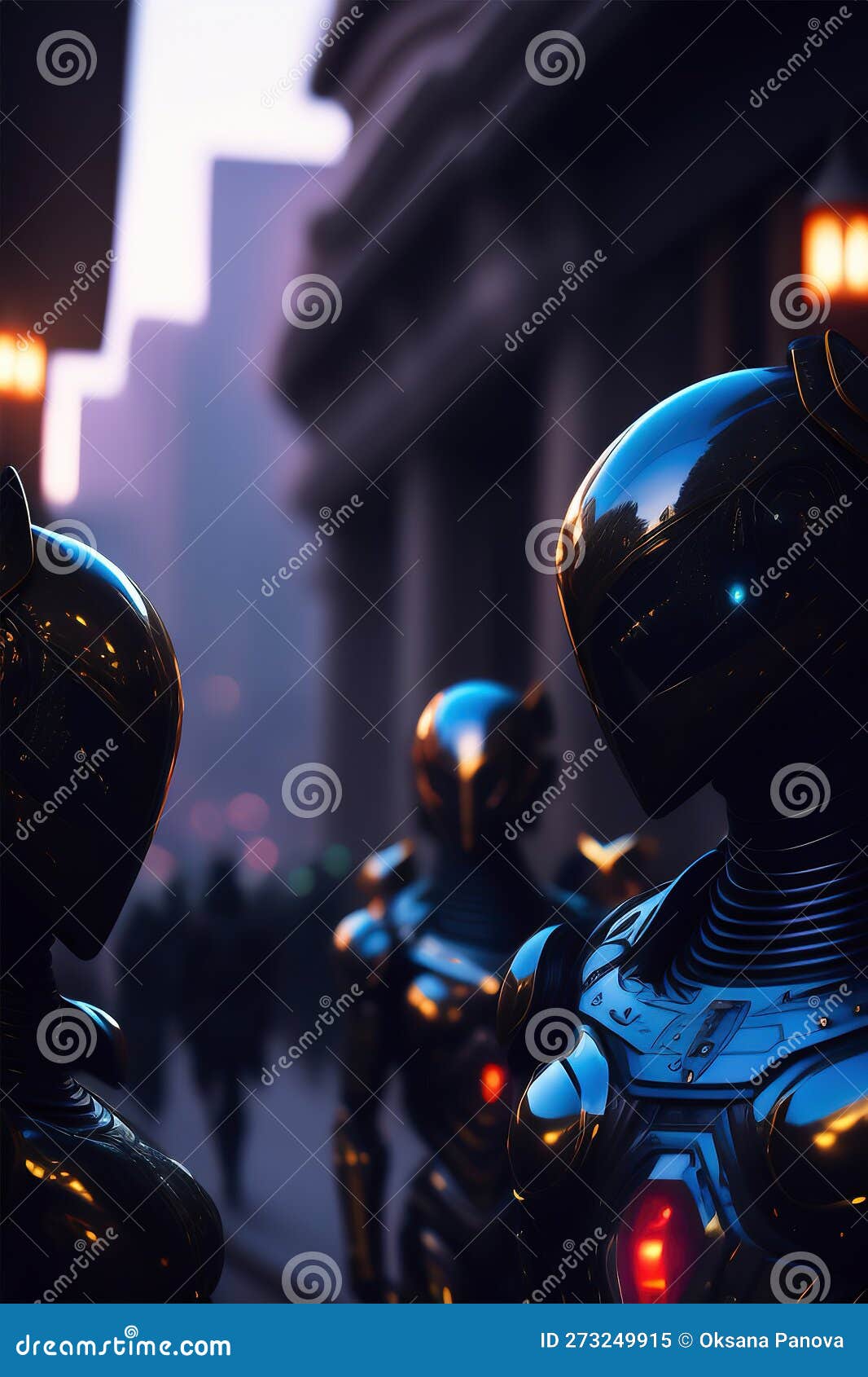 Female Robots In Various Poses Set, Side, Front And Back View Of Cyborg ...