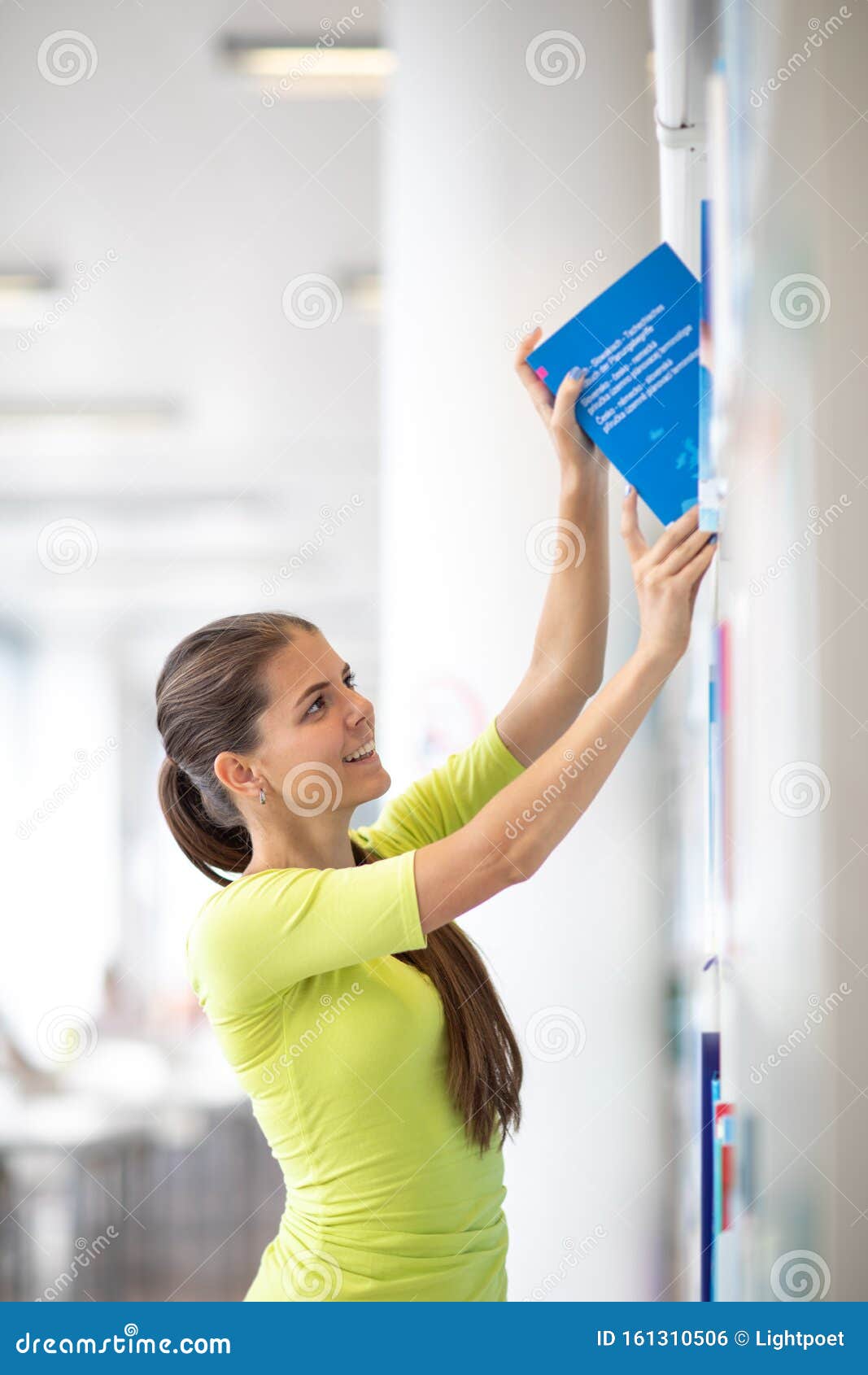 Cute Female University Student in Library Stock Photo - Image of ...