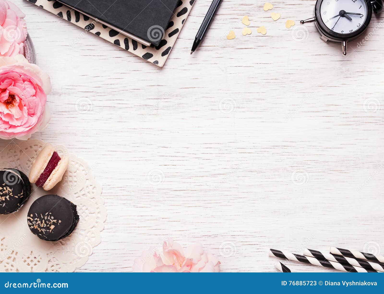 Cute Feminine Stuff on White Table Stock Image - Image of beauty ...