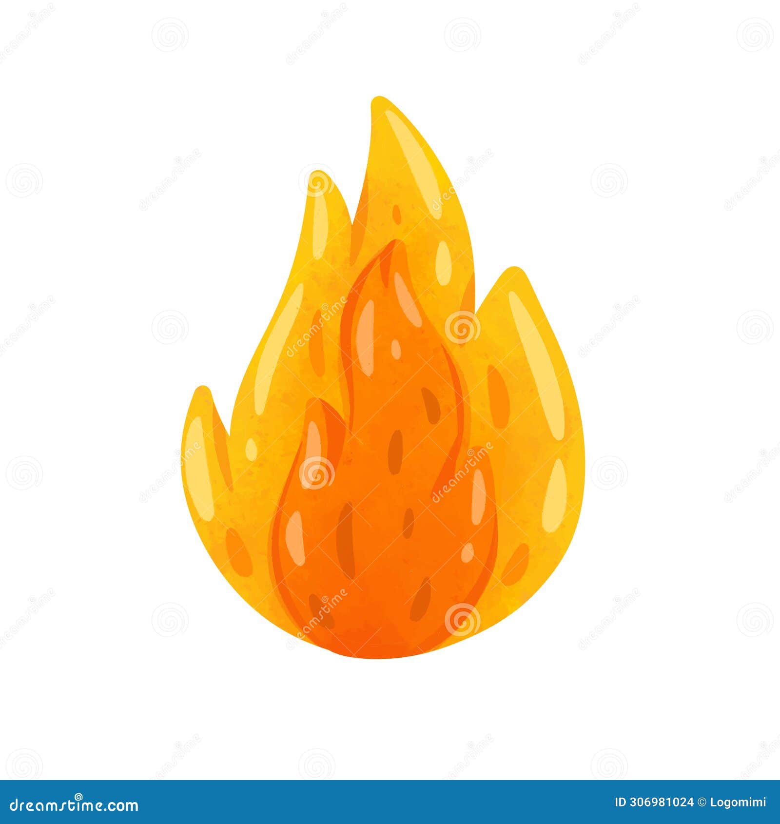 Cute Fire Flame Icon Vector Illustration, Abstract Cartoon Flames ...
