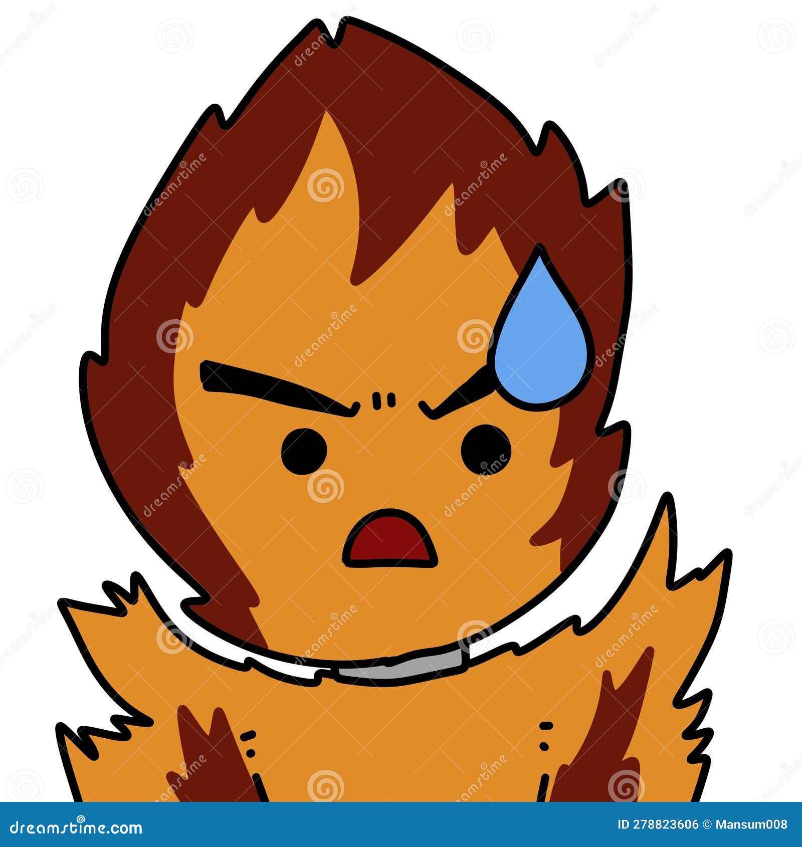 Cute Fire Man Cartoon on White Background Stock Illustration ...