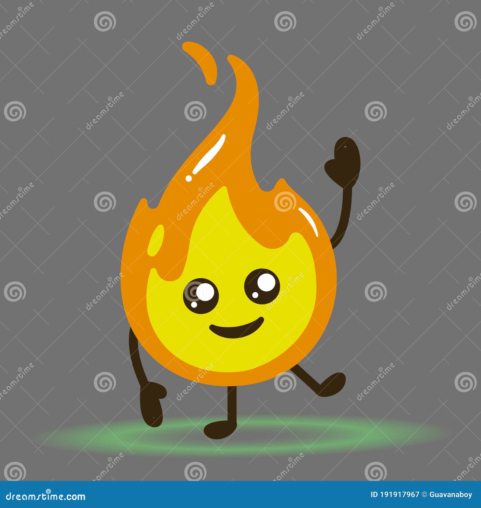 Cute Kawaii Fire Mascot Design Illustration Vector Stock Vector ...